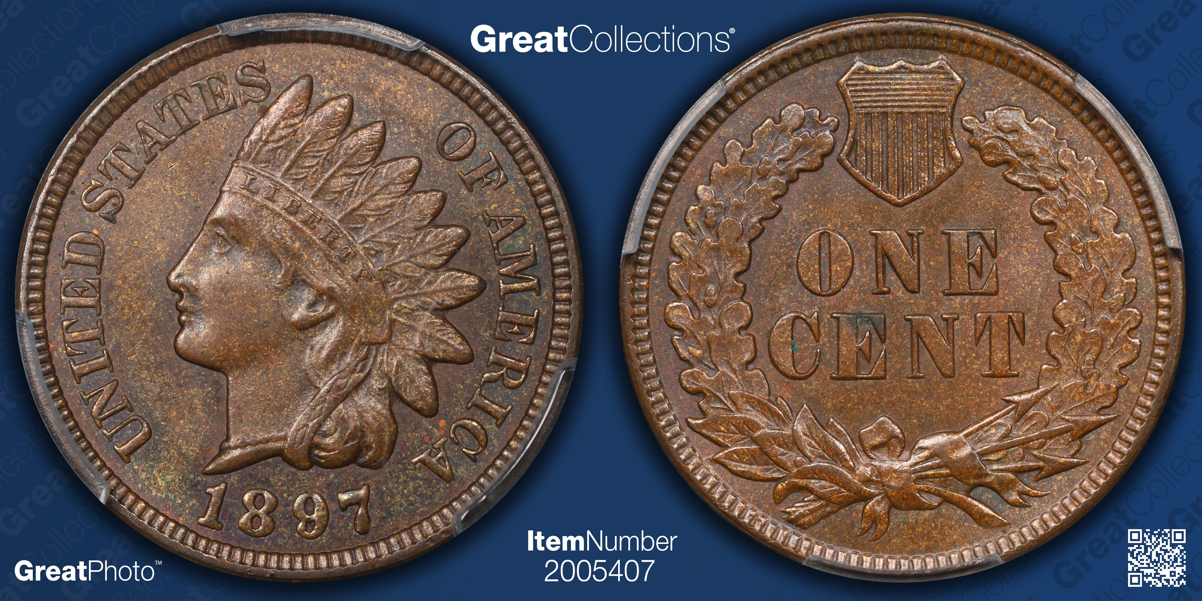 1897 Indian Cent PCGS MS-63 BN (Item 2005407) | GreatCollections Coin ...