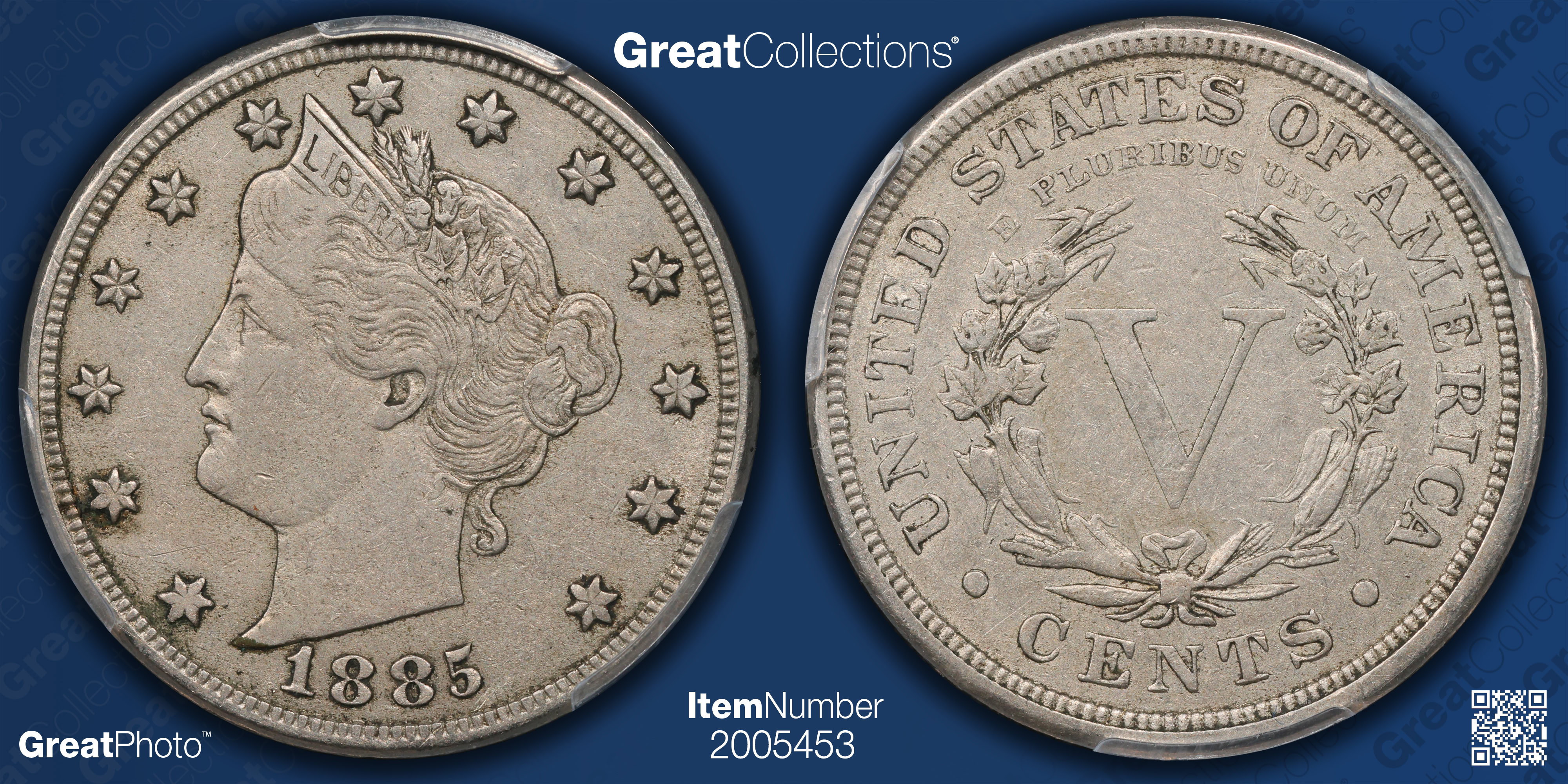 1885 Liberty Nickel PCGS XF-45 (Item 2005453) | GreatCollections Coin ...