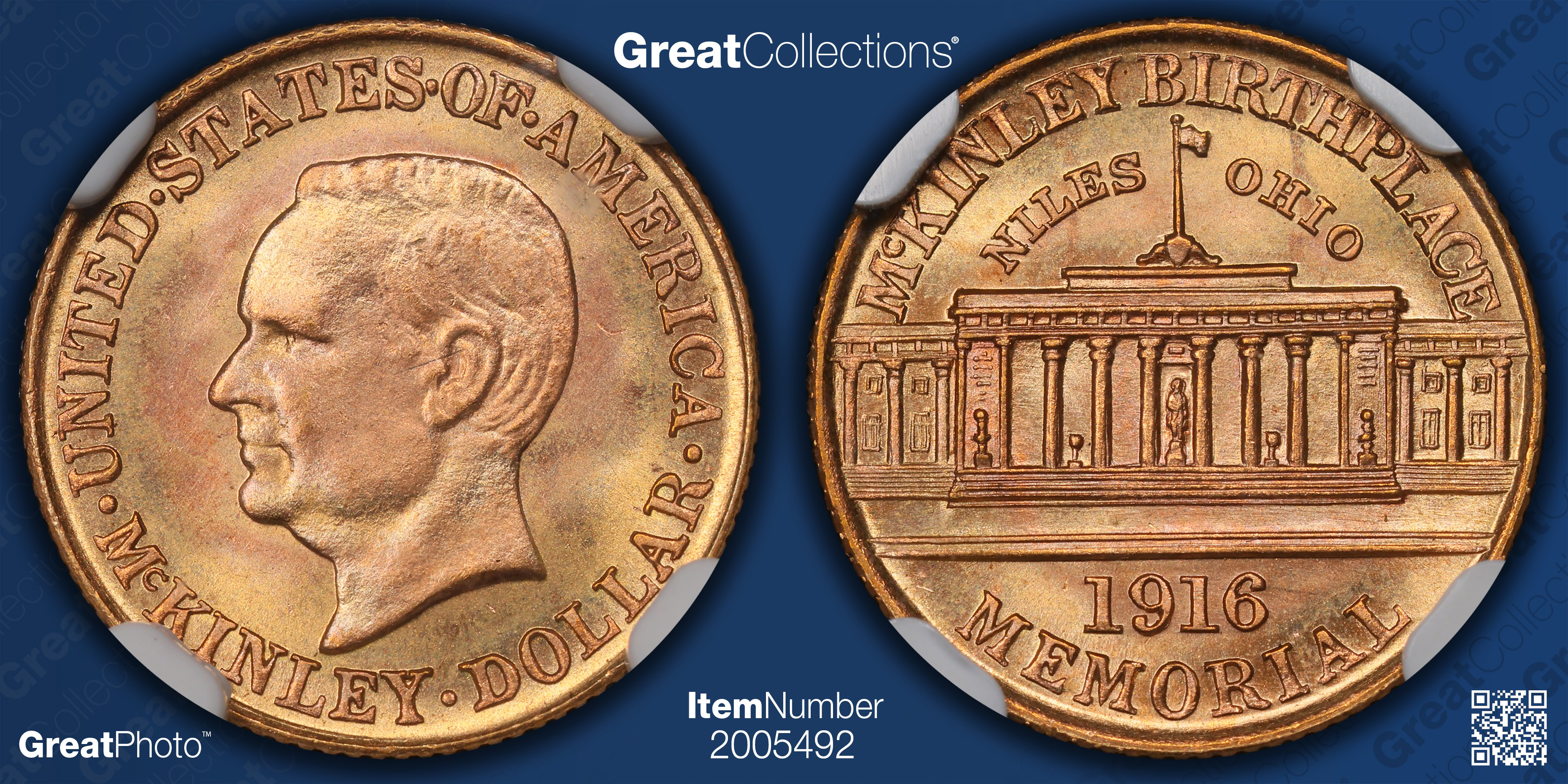 1916 McKinley Gold Dollar NGC MS-67+ (Item 2005492) | GreatCollections ...