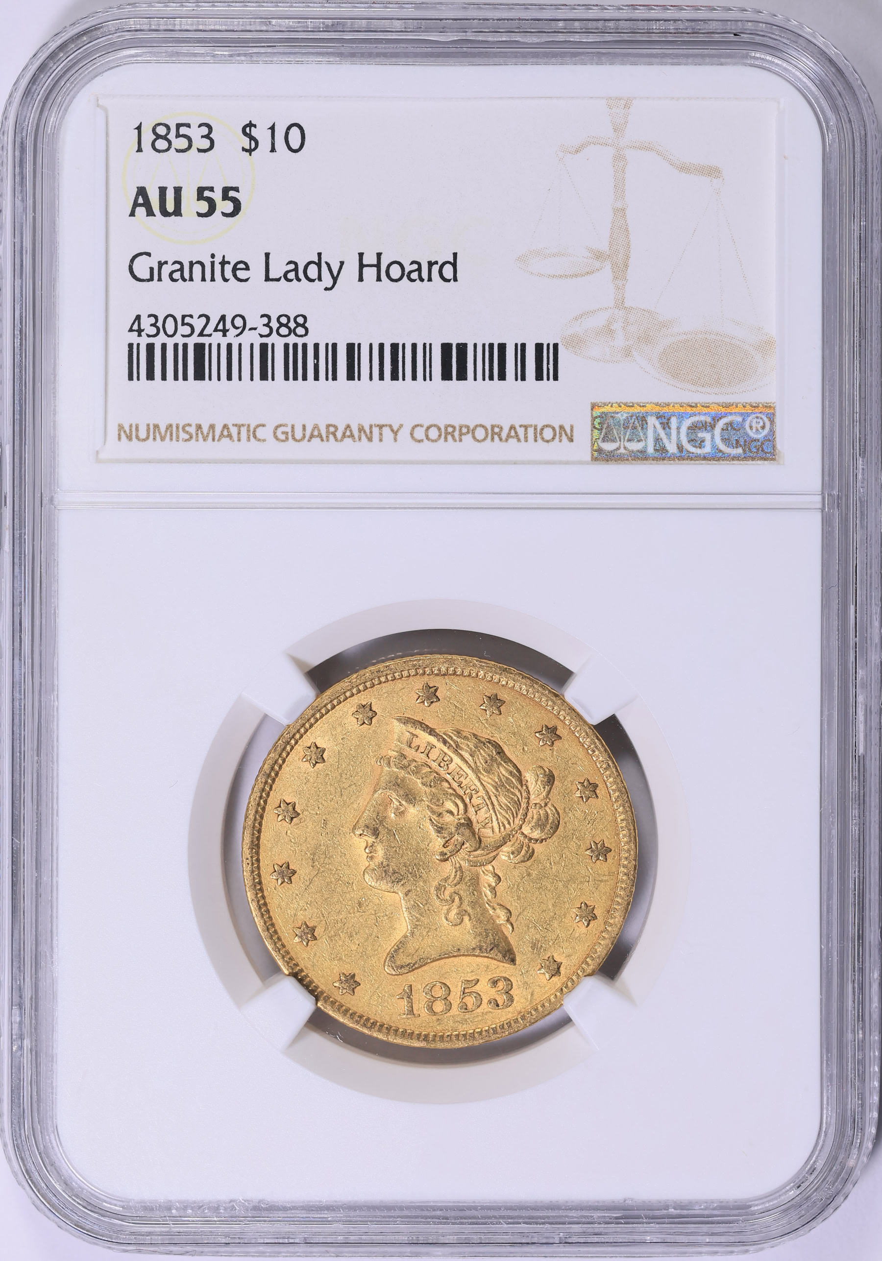 1853 Liberty Gold Eagle NGC AU-55 (Granite Lady Hoard) (Item 2005495 ...