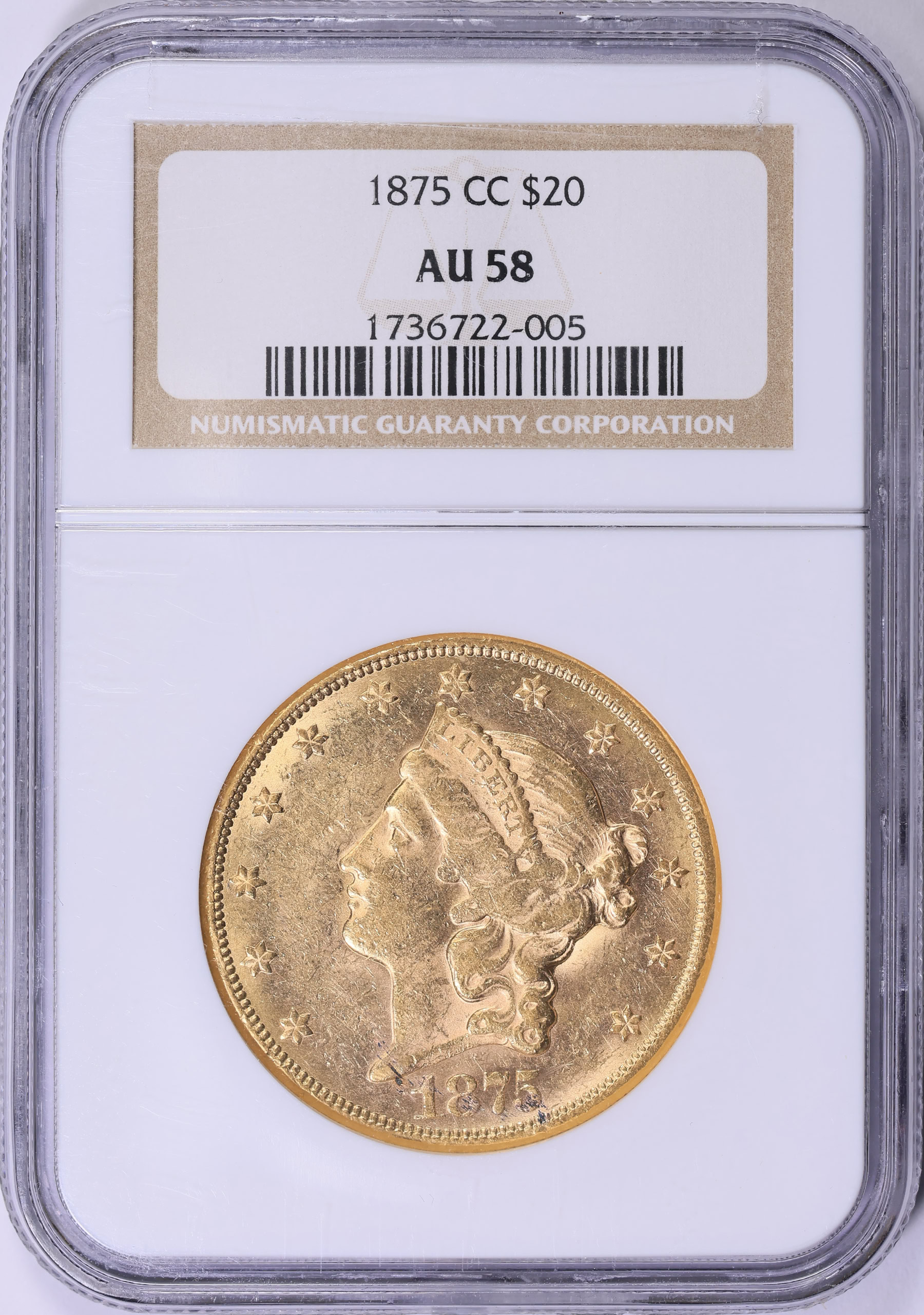1875-CC Liberty Gold Double Eagle NGC AU-58 (Item 2005496 ...