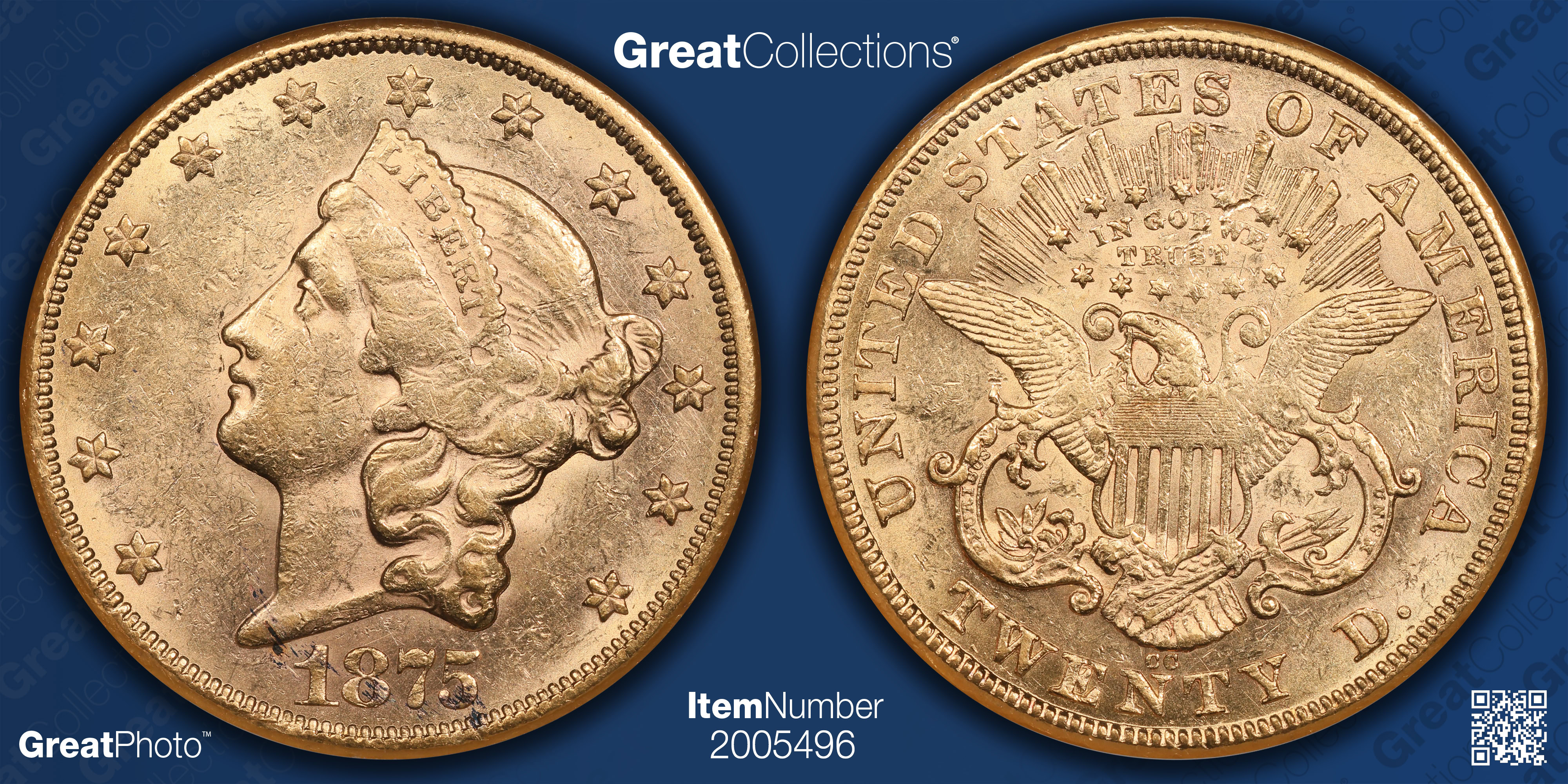 1875-CC Liberty Gold Double Eagle NGC AU-58 (Item 2005496 ...