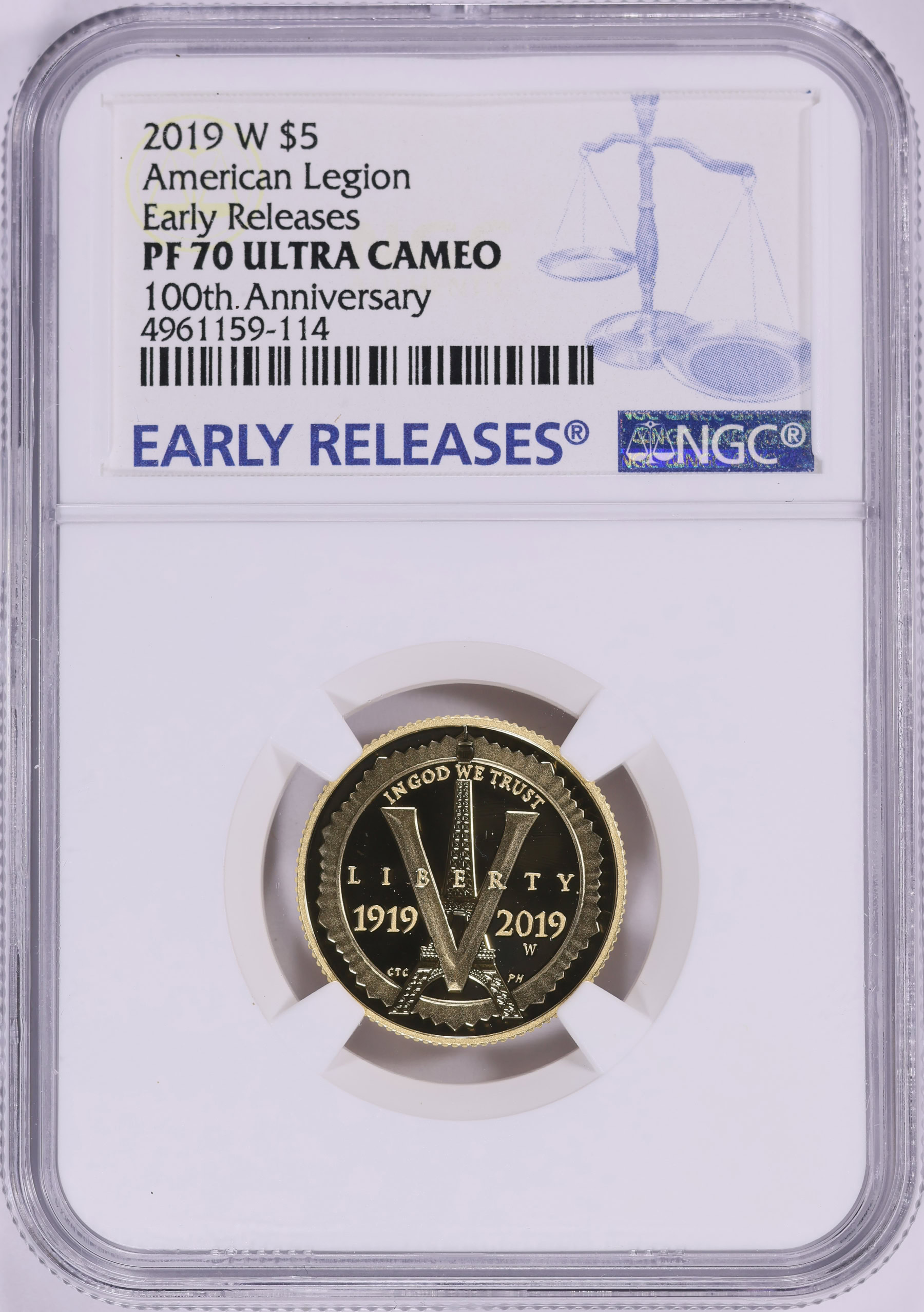 2019-W American Legion 100th Anniversary Gold $5 Early Releases NGC ...