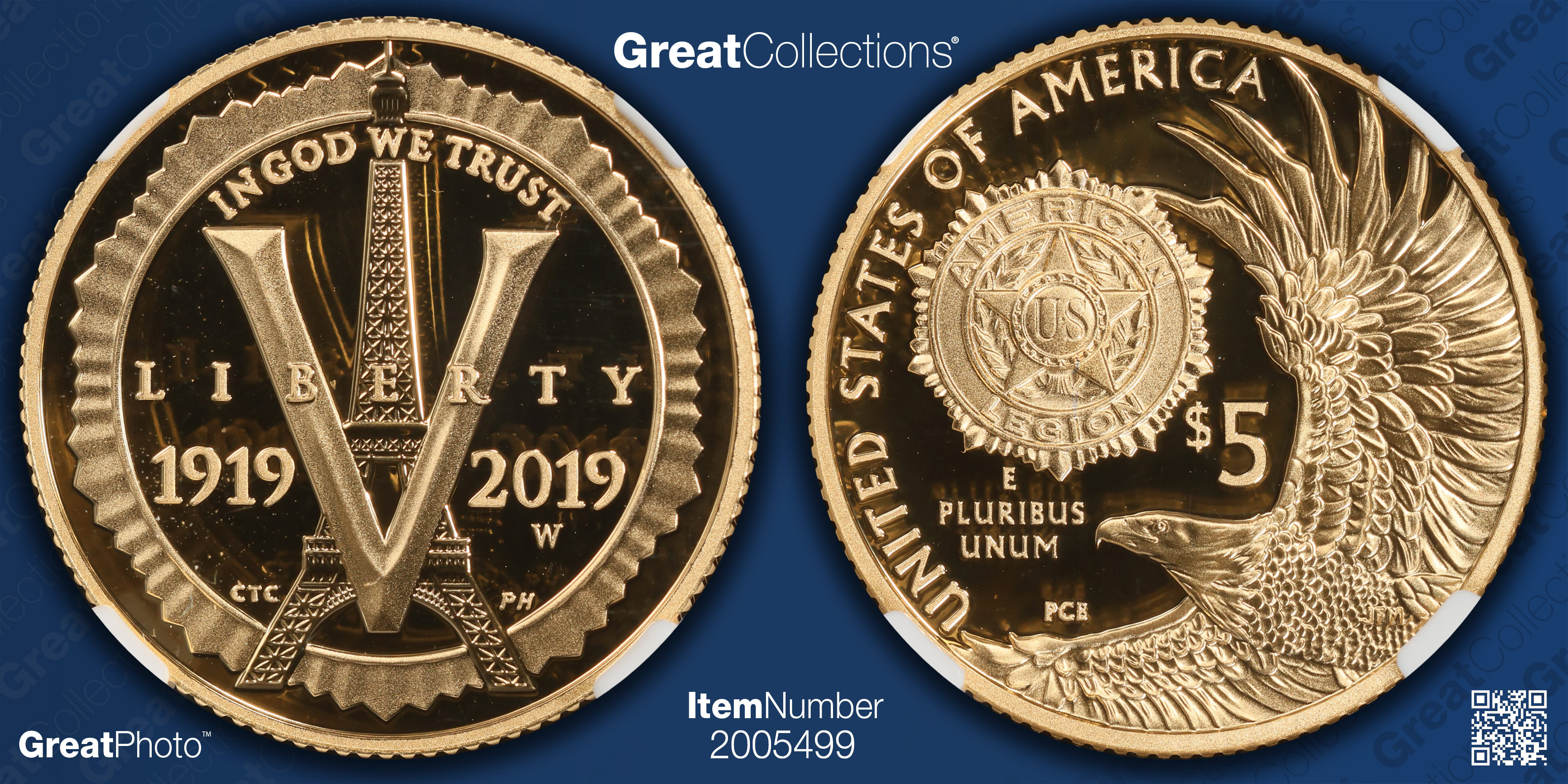 2019-W American Legion 100th Anniversary Gold $5 Early Releases NGC ...