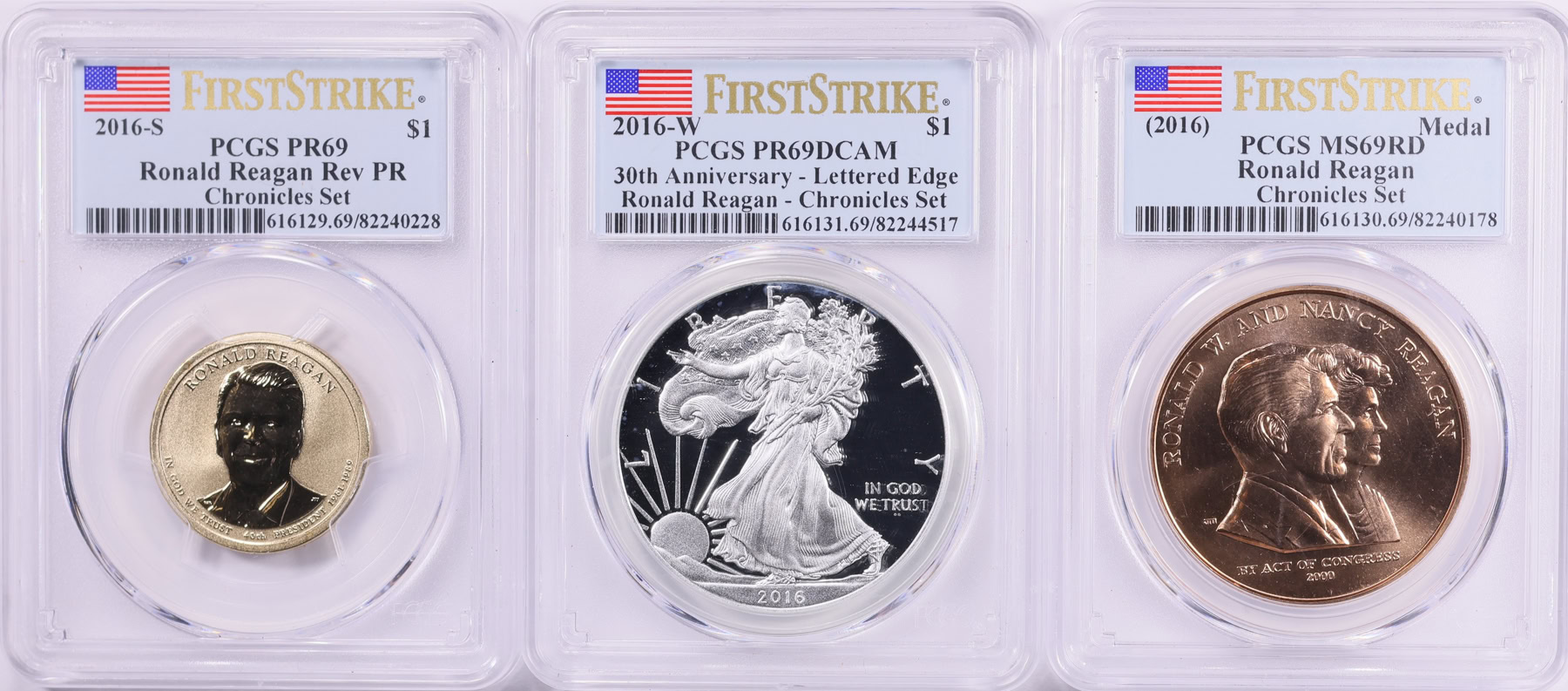 2016 Ronald Reagan Coin and Chronicles Set First Strike PCGS MS-69 RD ...