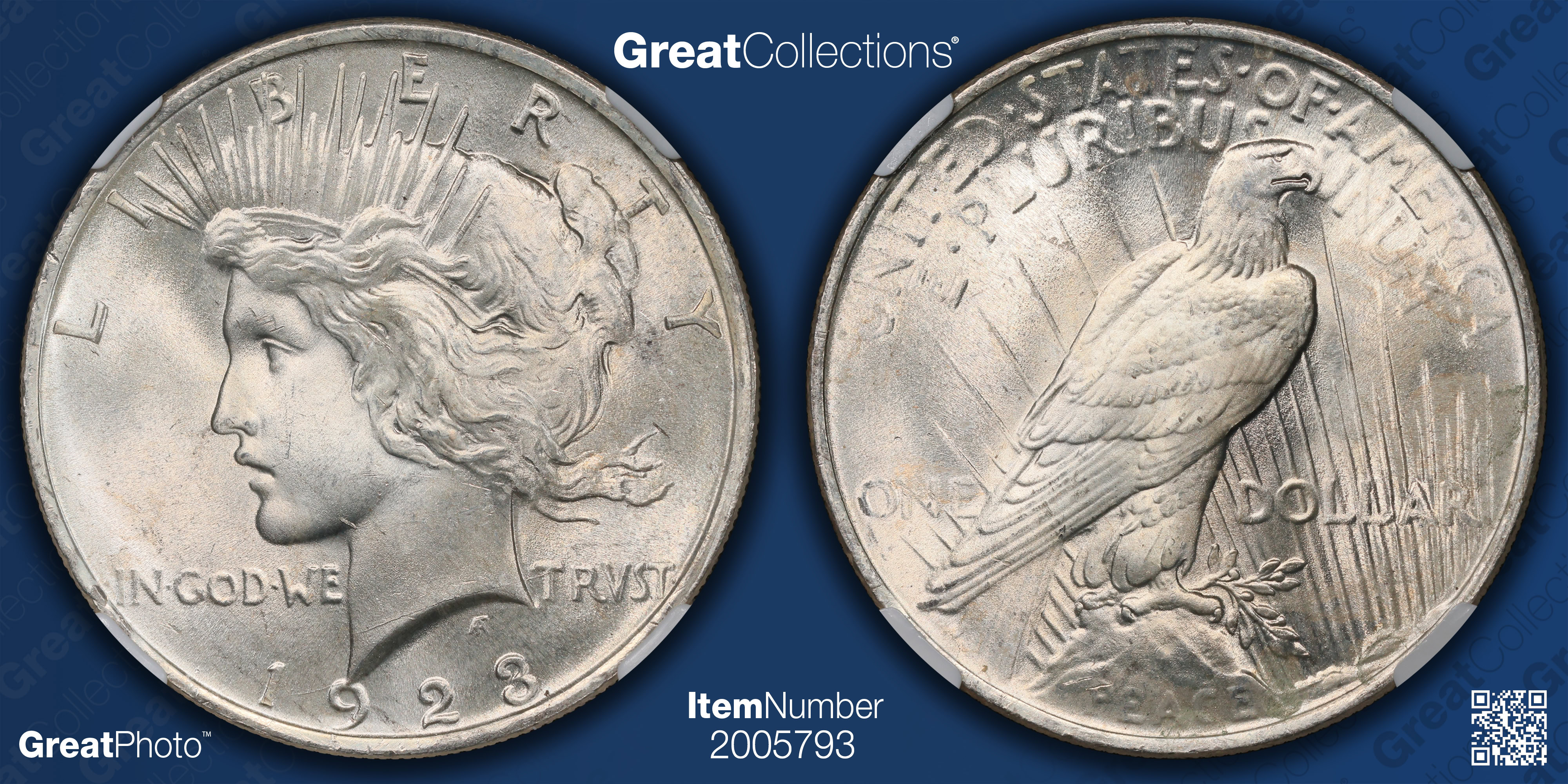 1923 Peace Silver Dollar Whisker Jaw VAM-1A *Top 50* NGC MS-65 (Item ...