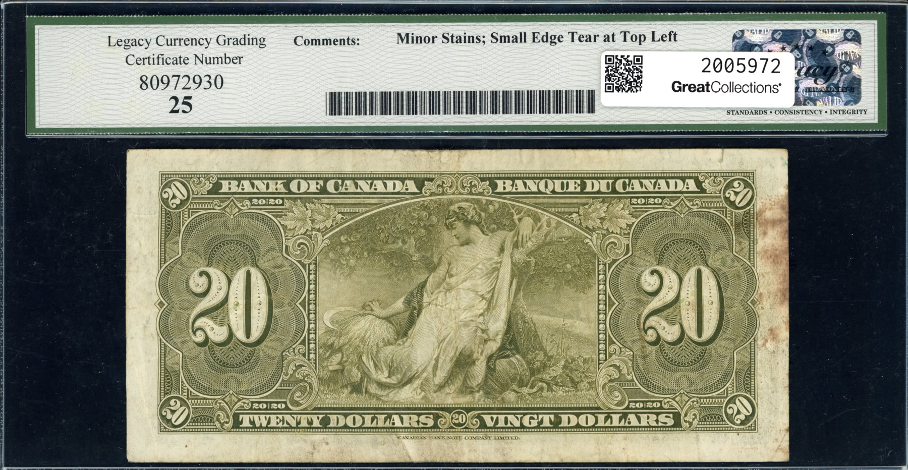 Canada 1937 $20 Bank of Canada Note SCWPM-62c Coyne / Towers Legacy ...