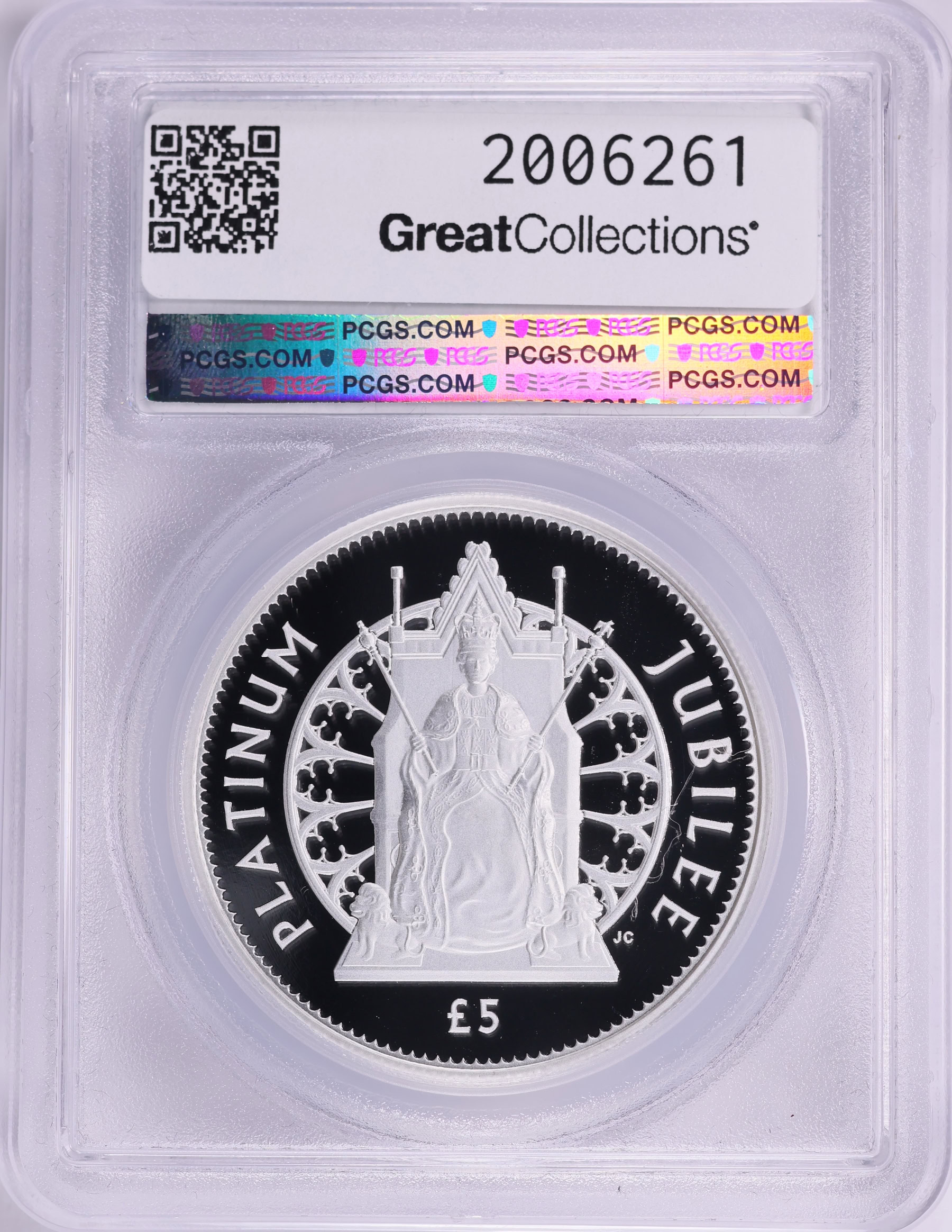 Alderney 2022 Silver £5 Queen Elizabeth II's Platinum Jubilee KM-387 PCGS Proof-70 DCAM (ASW = 1 ...