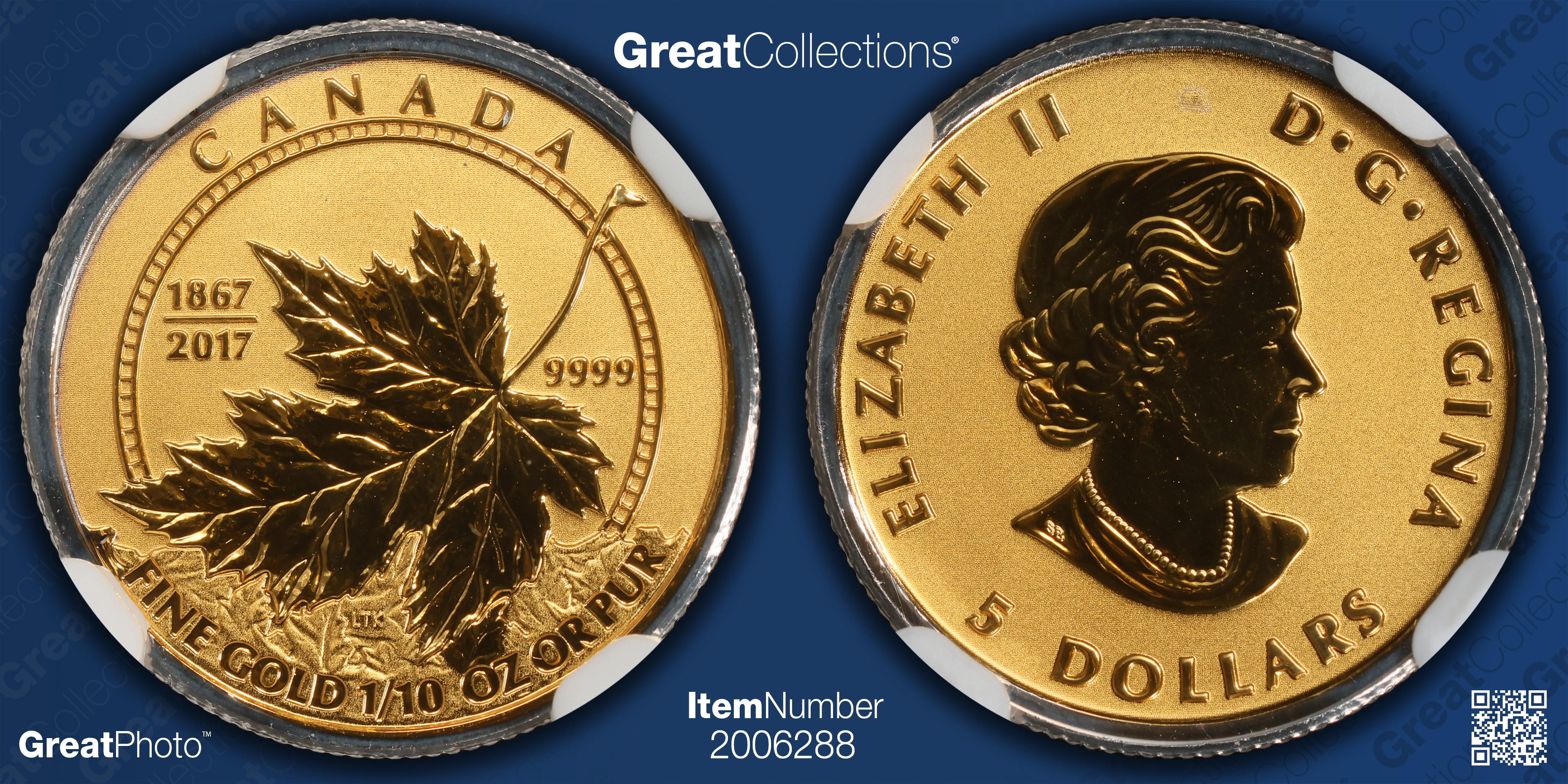 Canada 2017 Gold $5 Maple Leaf Celebration of Canada Platinum Plating ...