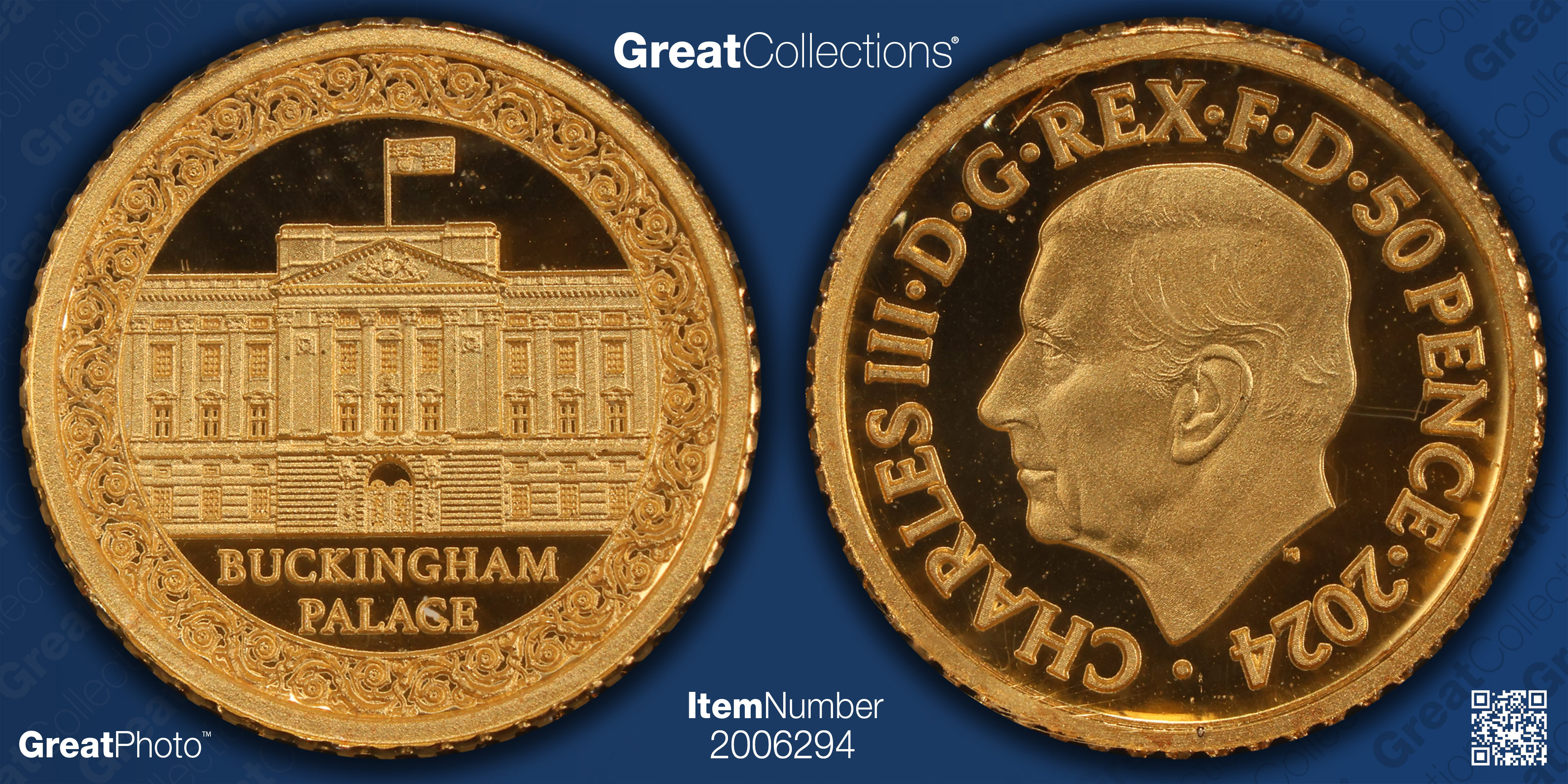 Great Britain 2024 Gold 50 Pence Buckingham Palace KM-2623 NGC Proof-70 ...