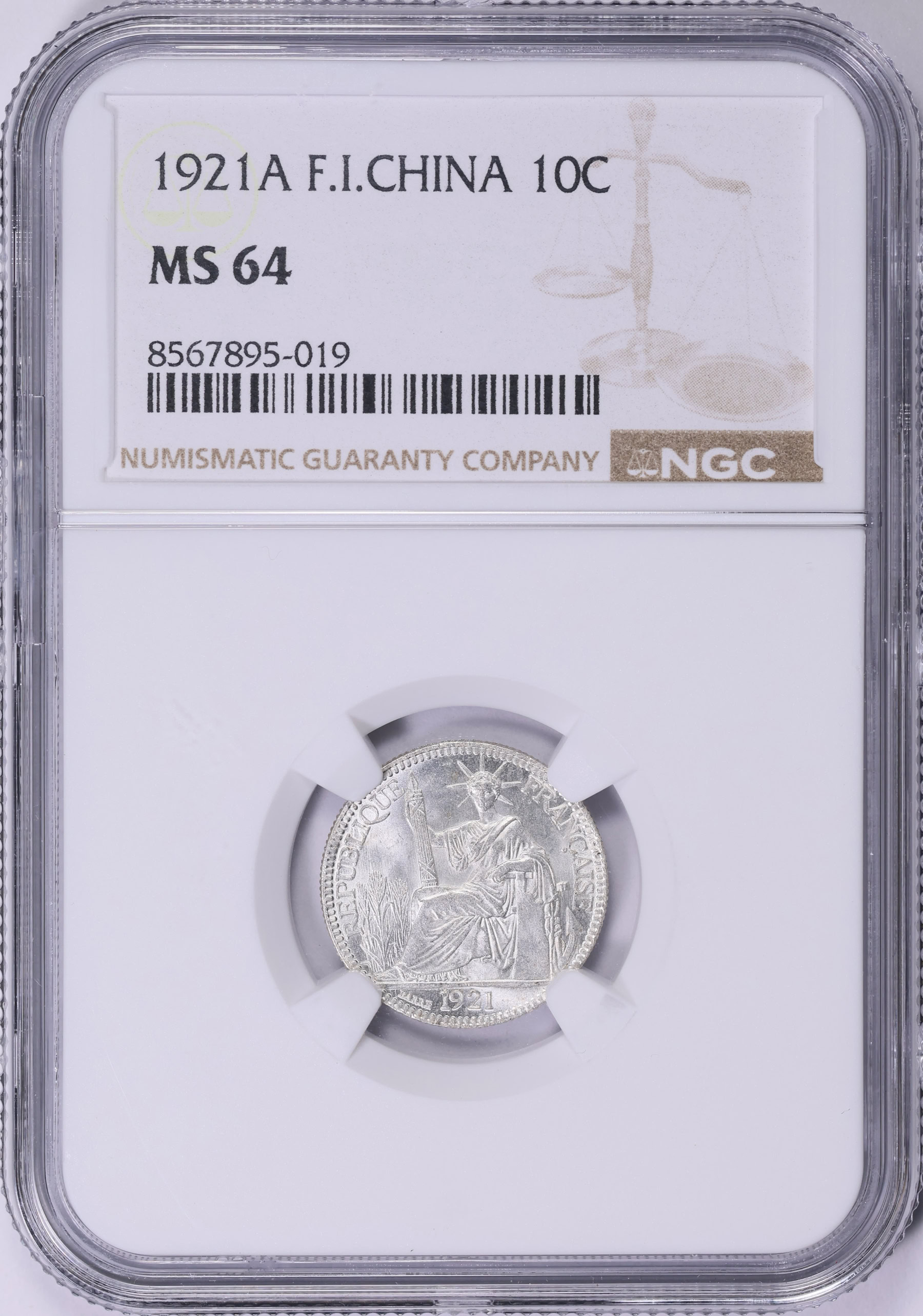 French Indo-China 1921-A Silver 10 Cents KM-16.1 NGC MS-64 (Item ...