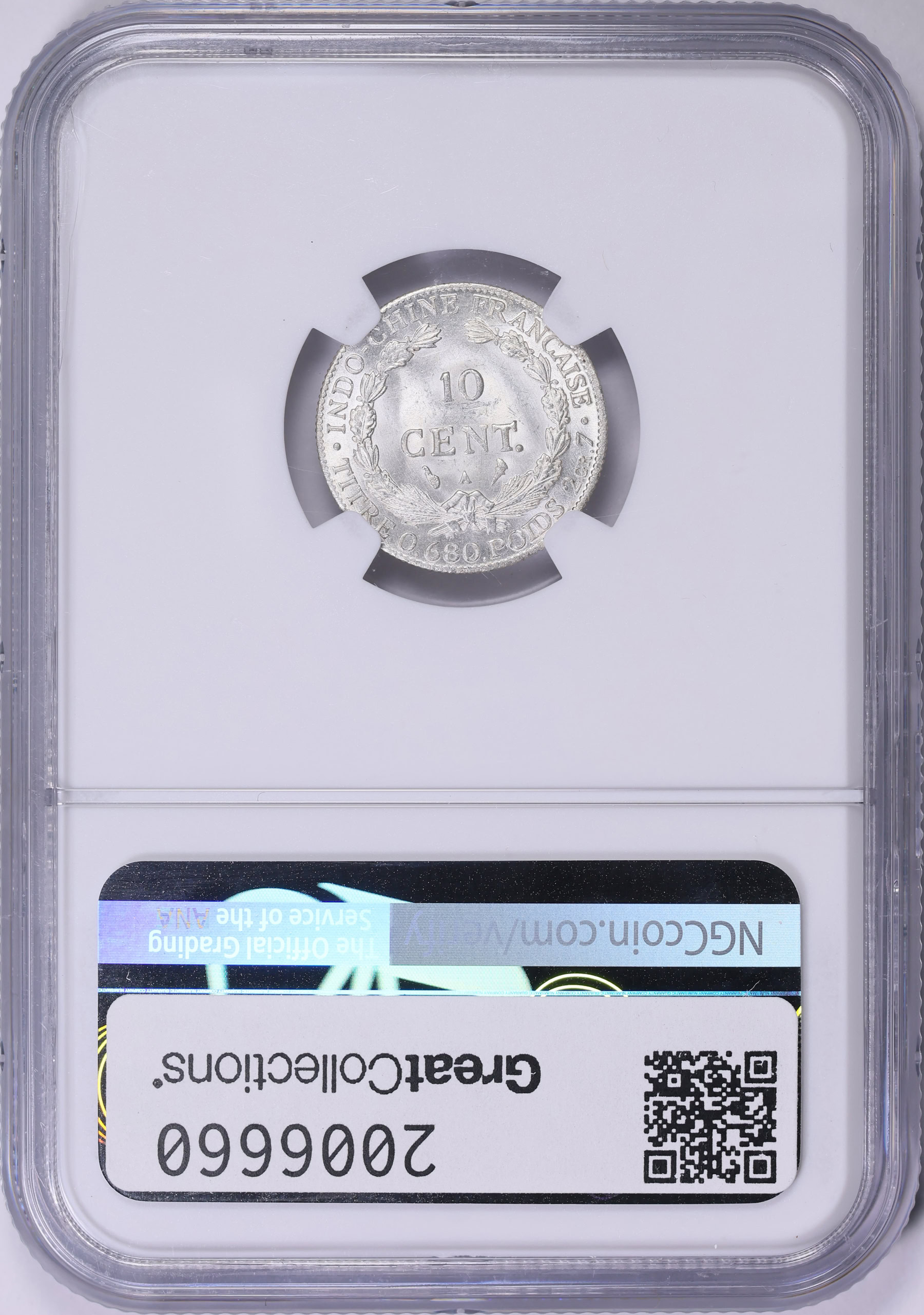 French Indo-China 1921-A Silver 10 Cents KM-16.1 NGC MS-64 (Item ...