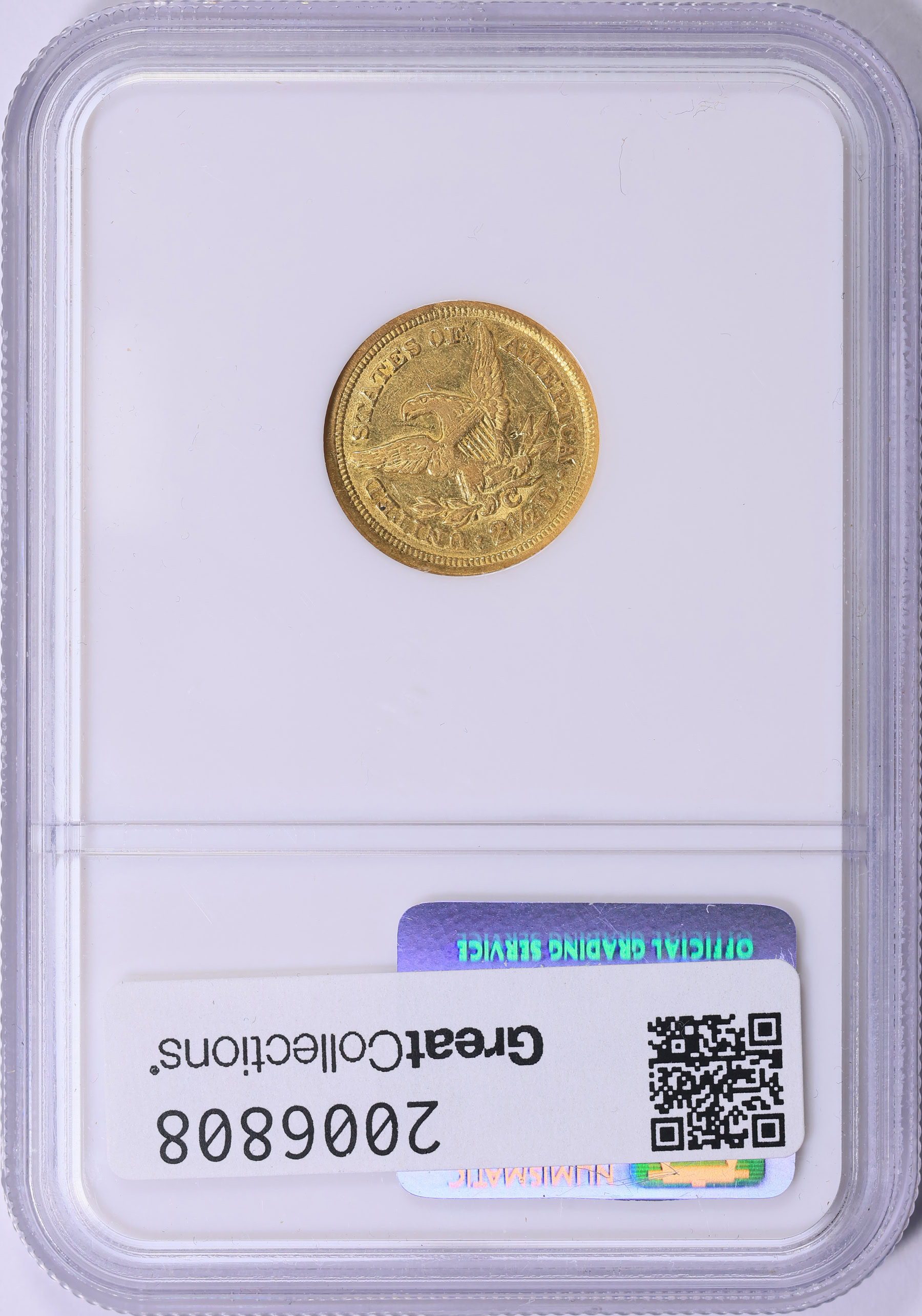 1843-C Liberty Gold Quarter Eagle Large Date, Plain 4 NGC XF-40 (Item ...