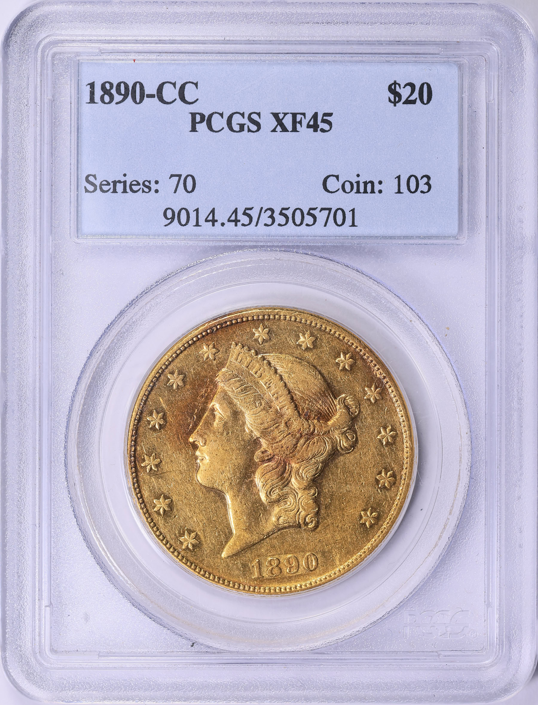 1890-CC Liberty Gold Double Eagle PCGS XF-45 (Item 2006812 ...