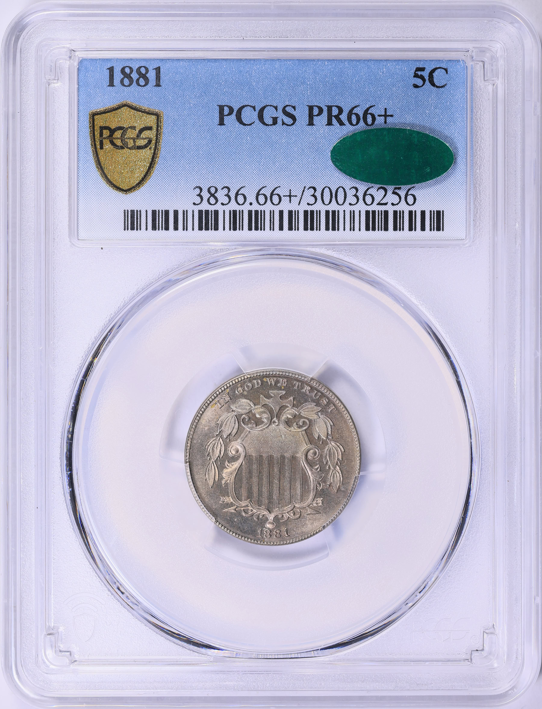 1881 Shield Nickel PCGS Proof-66+ (CAC Green) (Item 2006908 ...