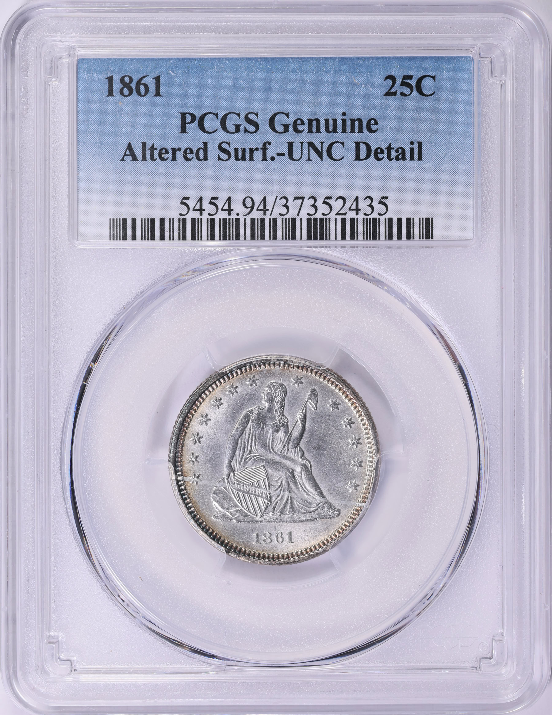 1861 Seated Liberty Quarter PCGS Genuine Unc Details (Item 2006931 ...