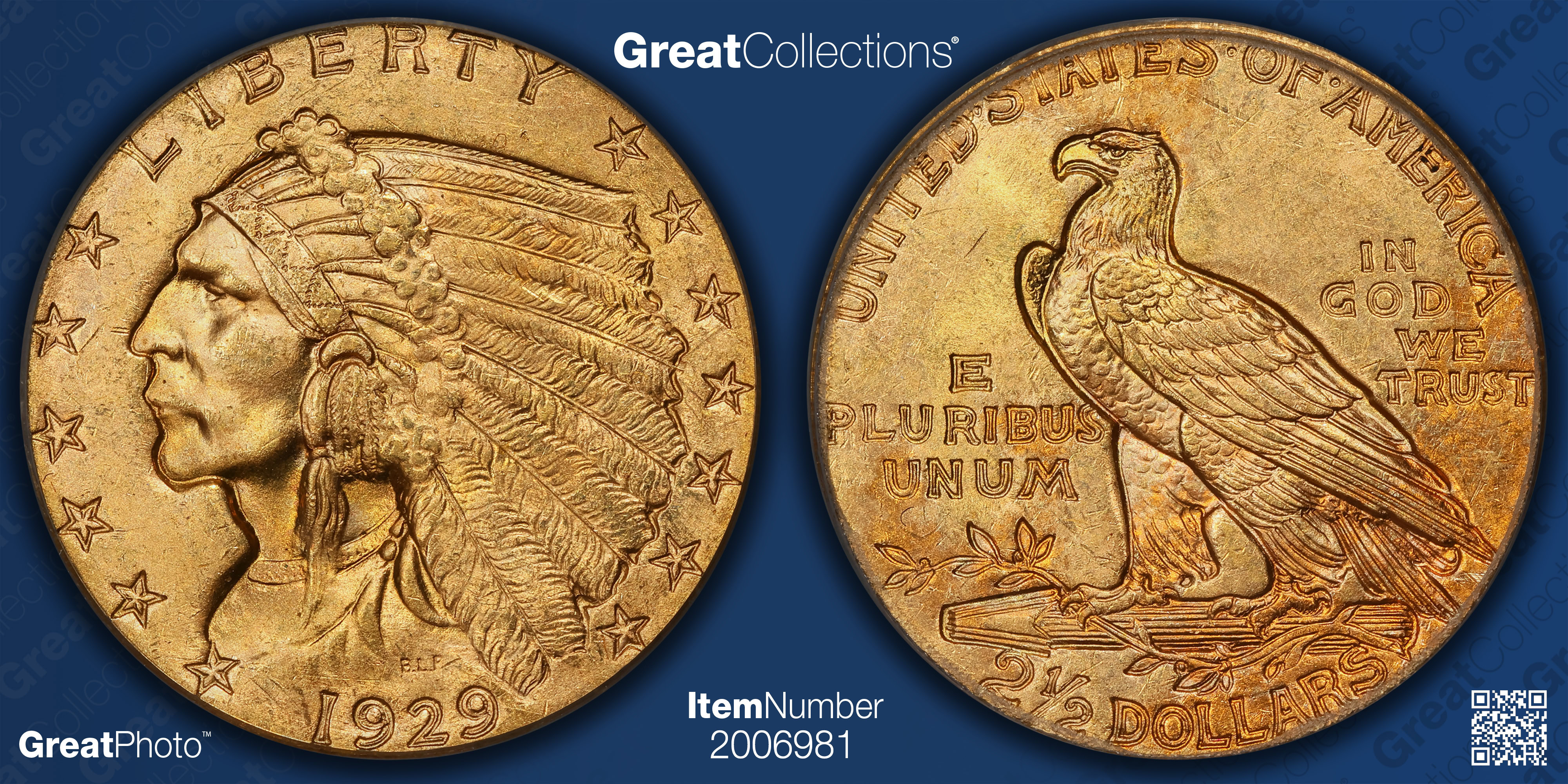 1929 Indian Gold Quarter Eagle PCGS MS-64 (Item 2006981 ...