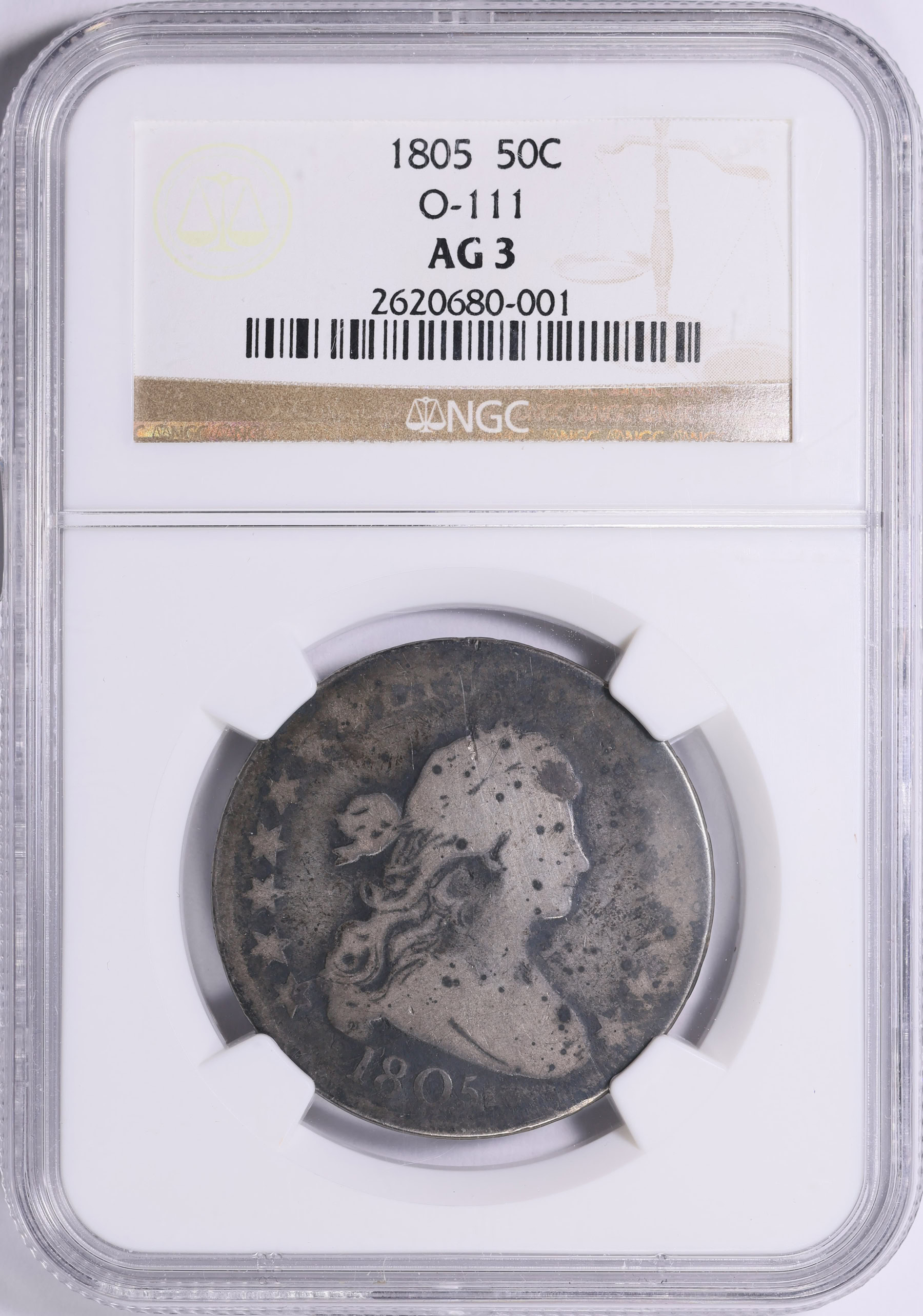 1805 Draped Bust Half Dollar Overton 111 NGC AG-03 (Item 2007060 ...