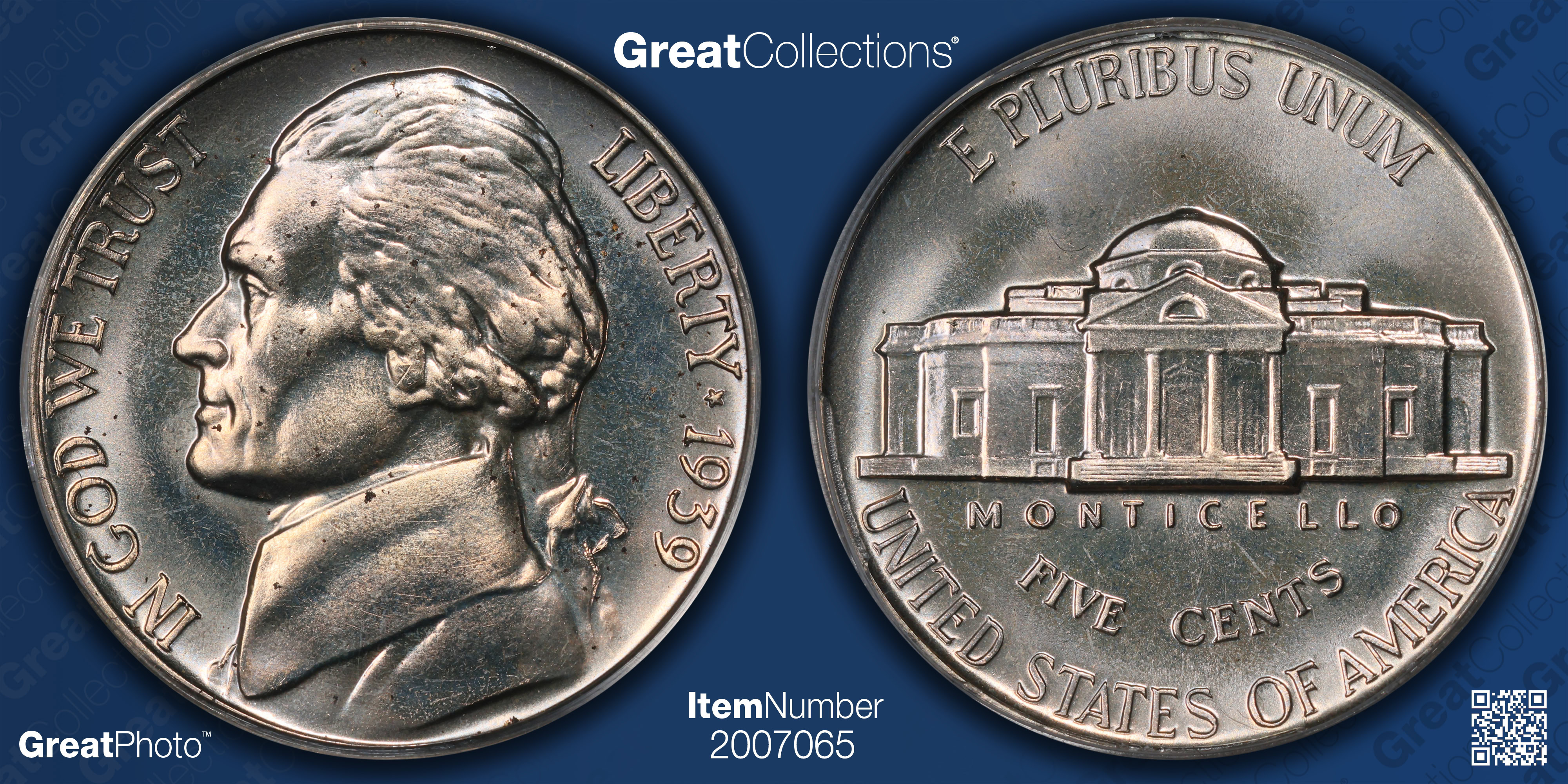 1939 Jefferson Nickel PCGS Proof-65 (CAC Green) OGH (Toned) (Item ...