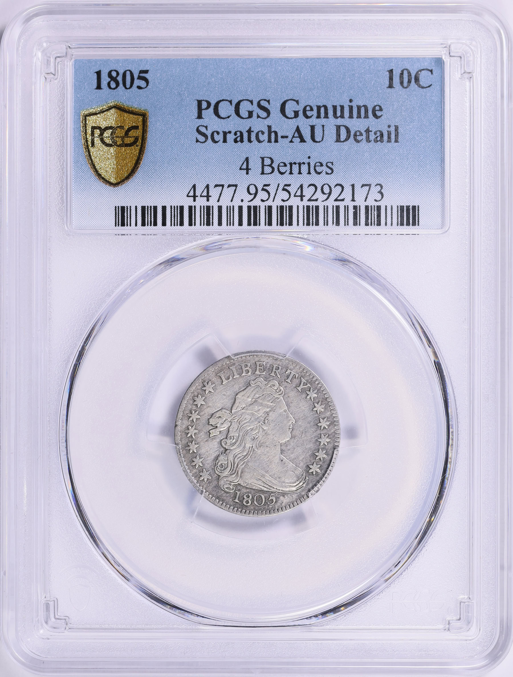 1805 Draped Bust Dime 4 Berries PCGS Genuine AU Details (Item 2007083 ...