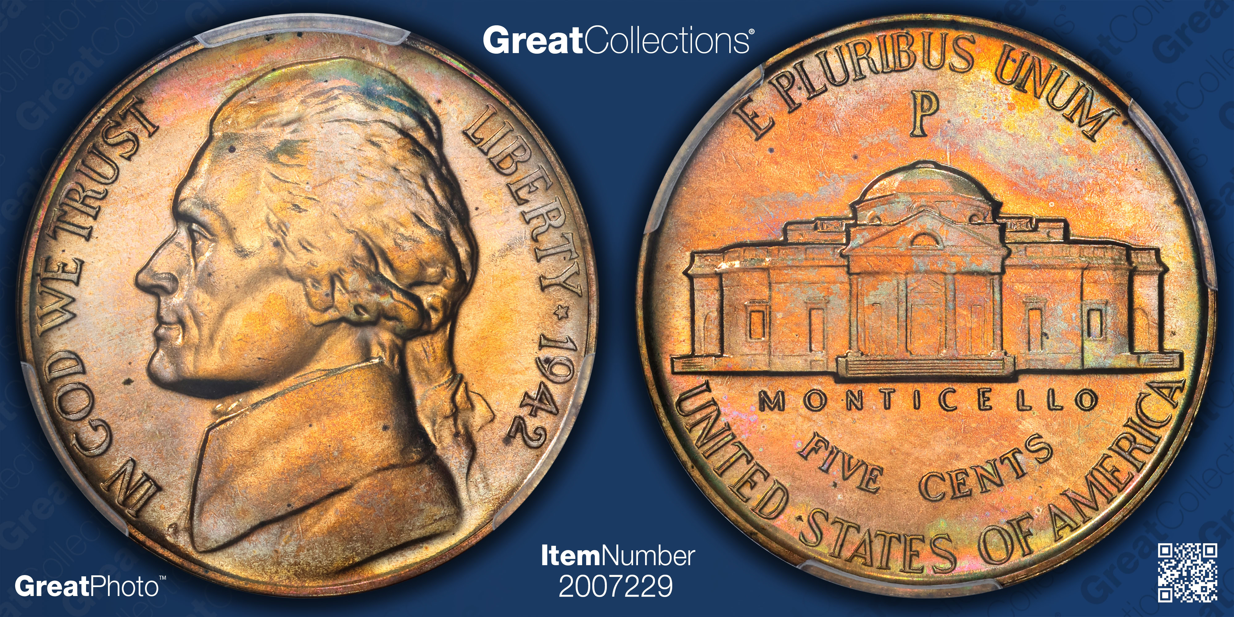 1942-P Jefferson Nickel Type 2 PCGS Proof-65 (Toned) (Item 2007229 ...