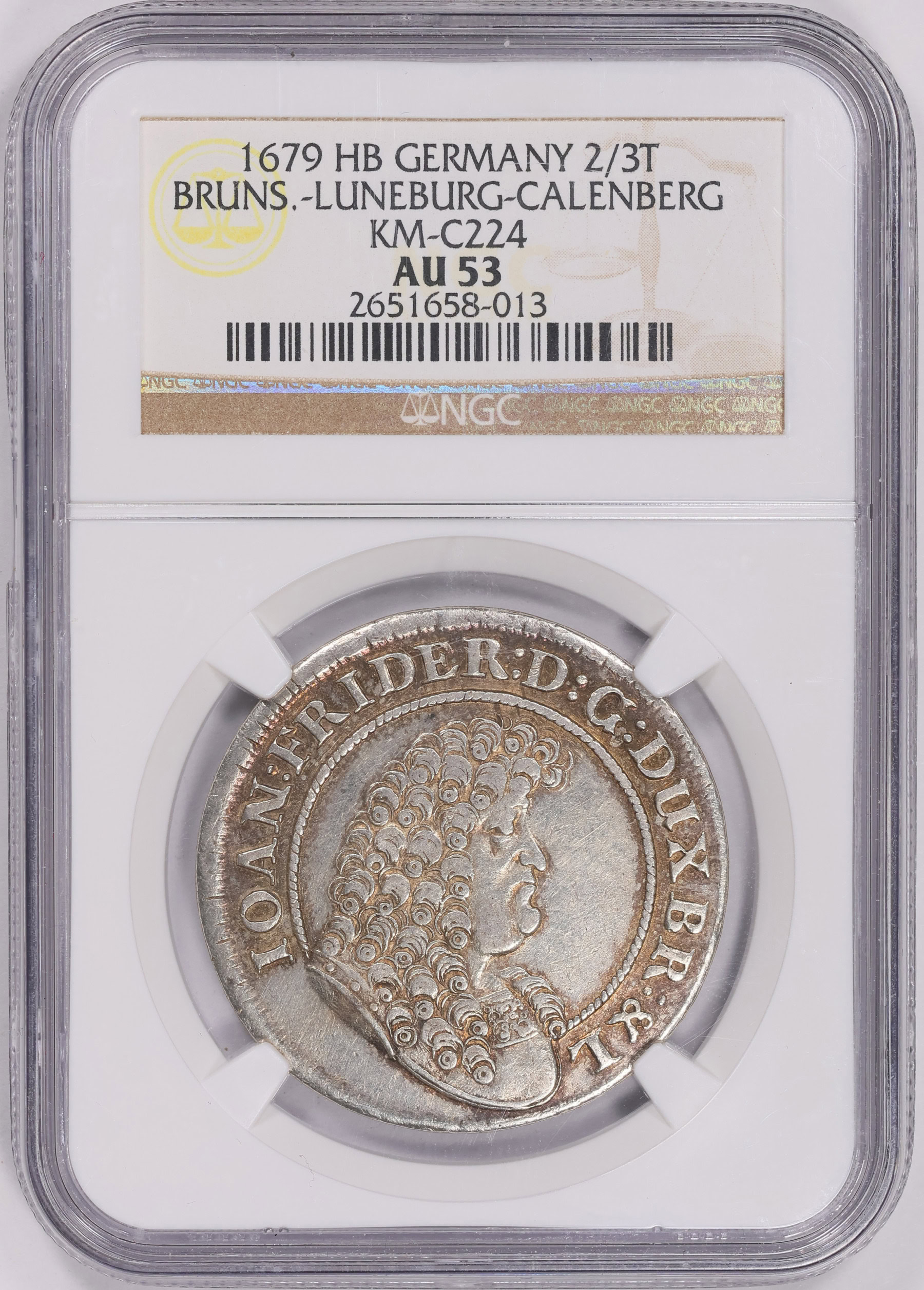 Germany - Brunswick-Luneburg-Calenberg 1679-HB Silver 2/3 Thaler KM ...