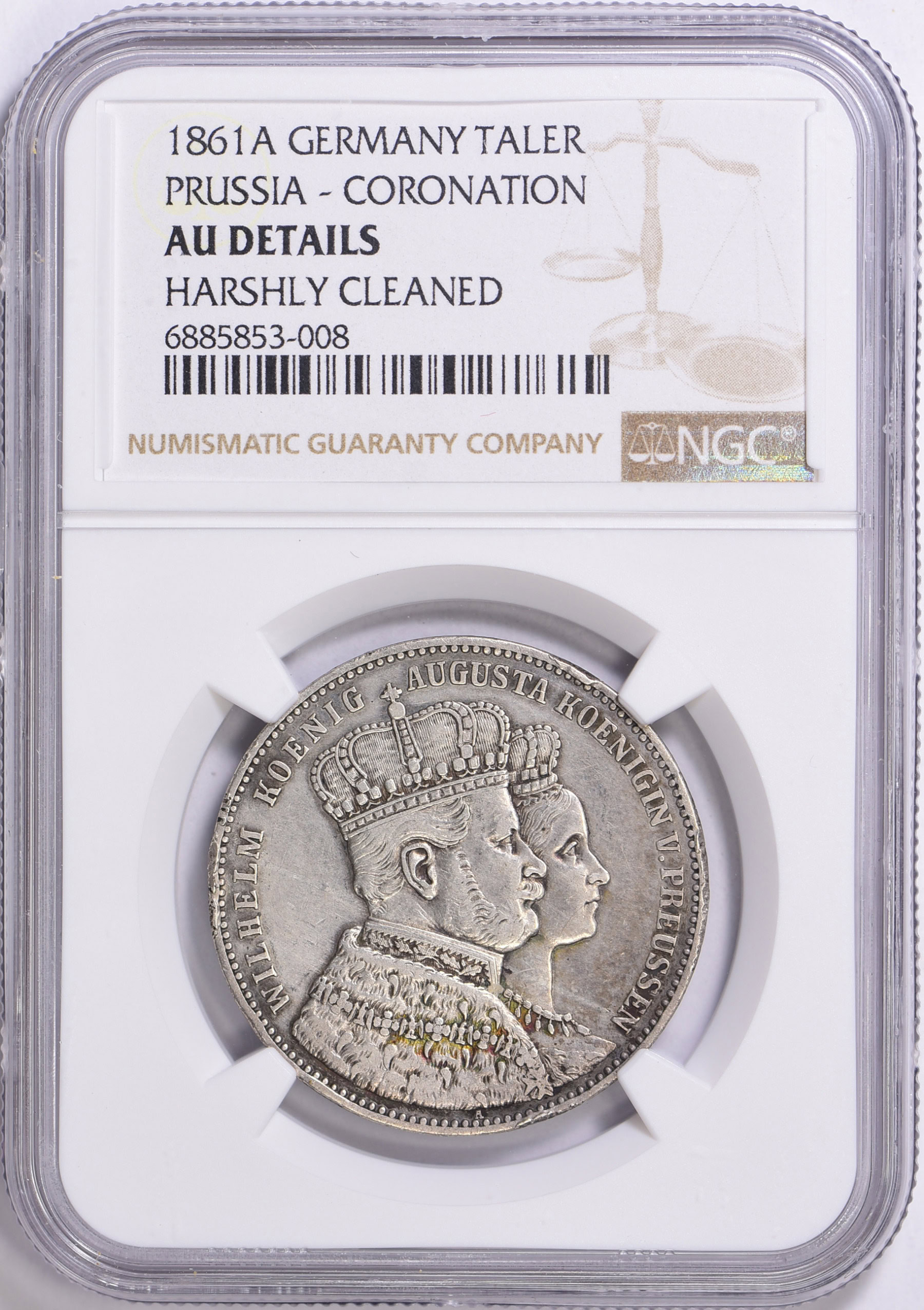 Germany - Prussia 1861-A Silver Thaler Coronation of Wilhelm and ...