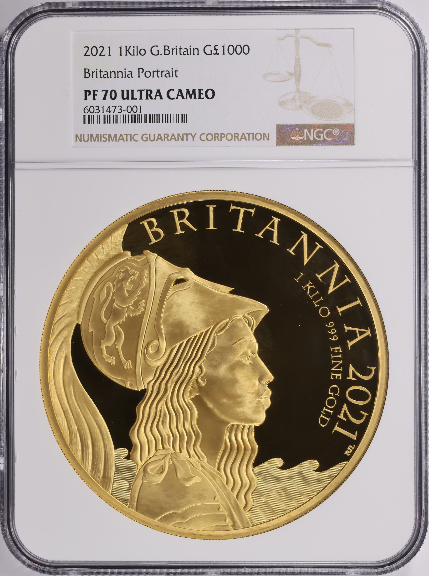Great Britain 2021 Gold £1,000 Britannia Kilo With Case of Issue NGC ...
