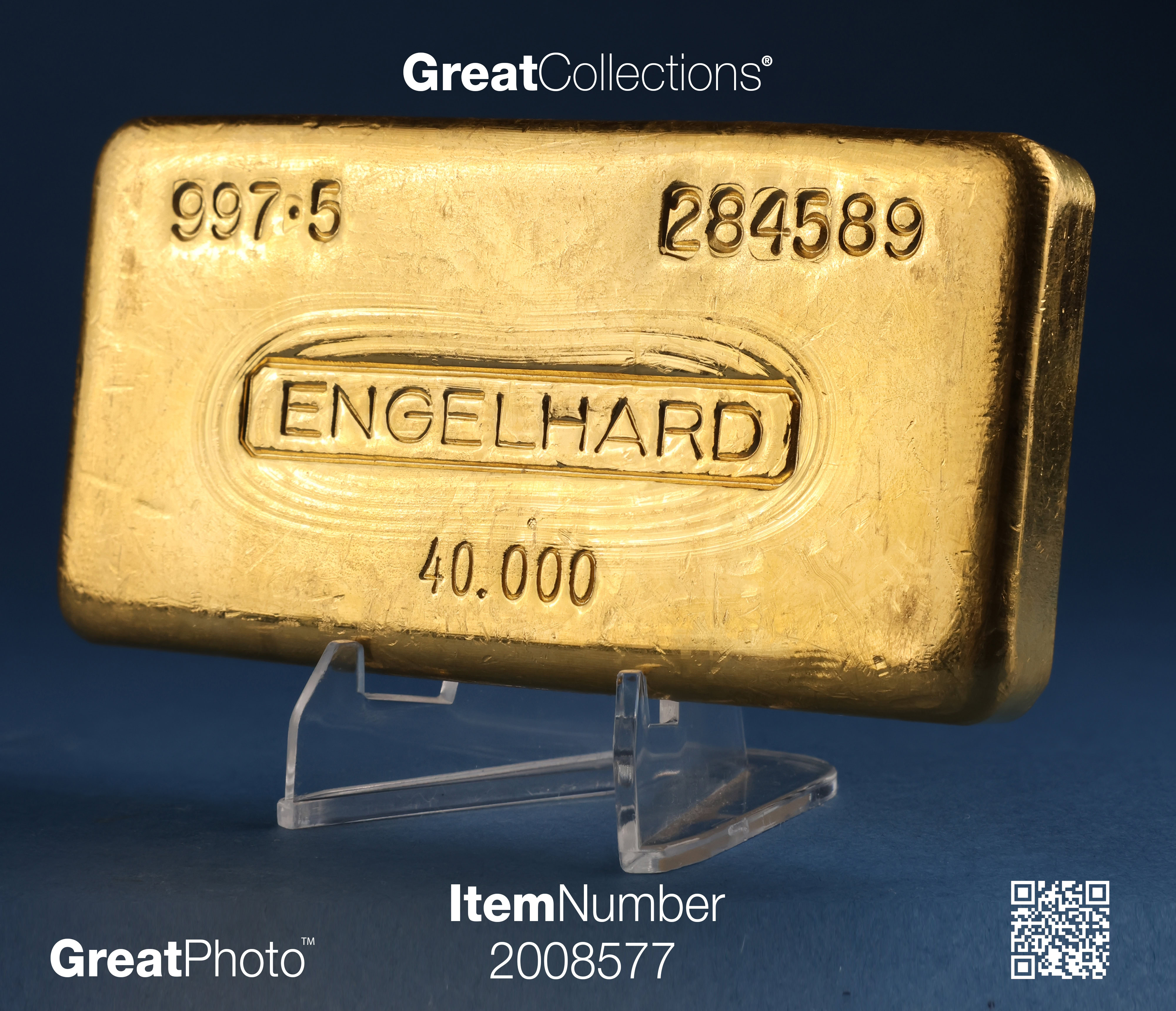 c1960s Large Gold 40 Oz. Engelhard Poured Ingot/Bar Uncertified (AGW ...
