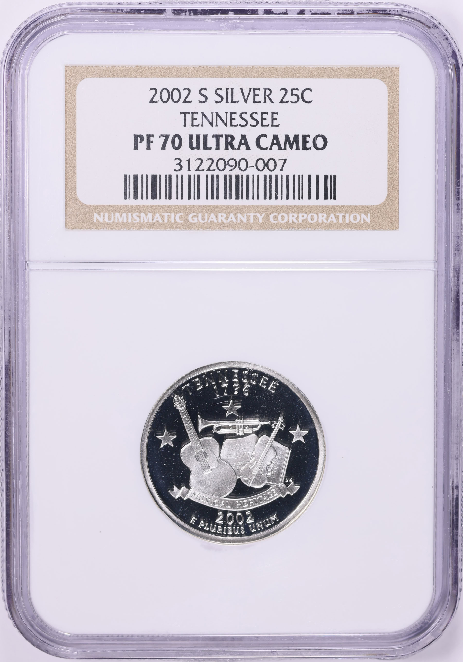 2002-S State Quarter Tennessee Silver NGC Proof-70 UC (Item 2008673 ...