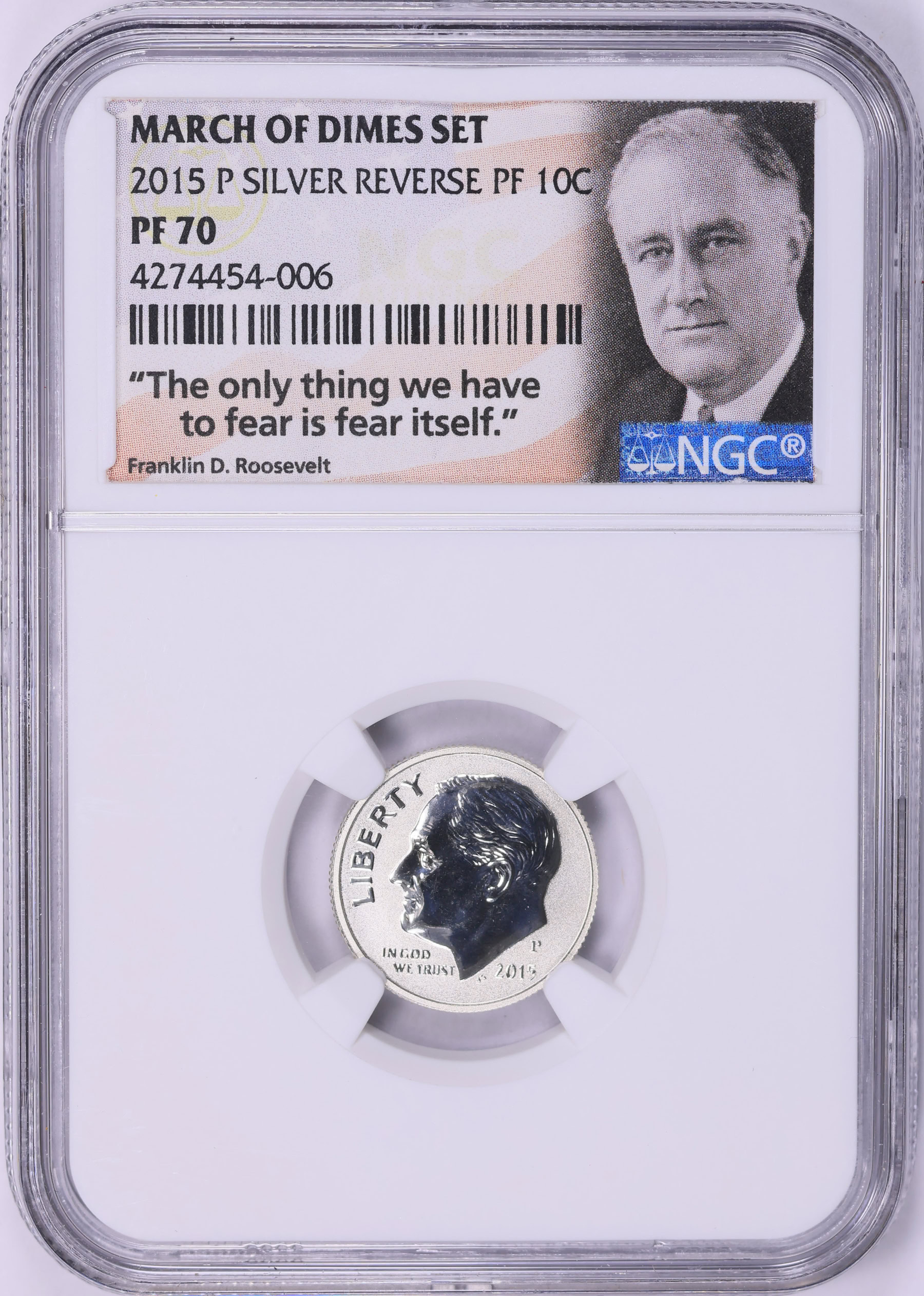 2015-P Roosevelt Dime Silver Reverse Proof (From the March of Dimes Set ...