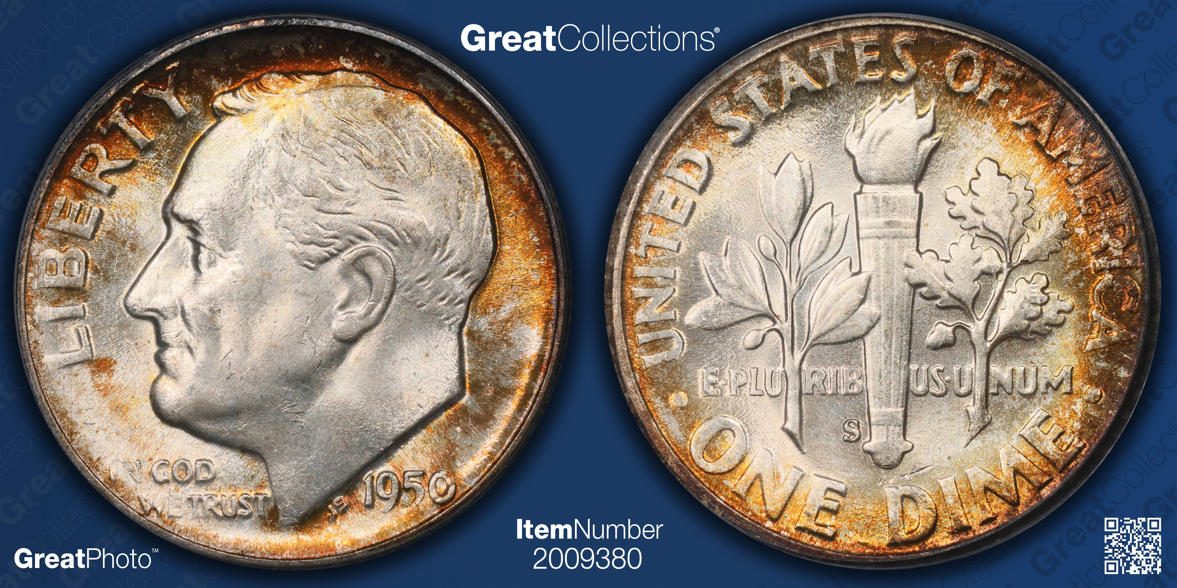 1950-S Roosevelt Dime PCGS MS-65 (Toned) (Item 2009380 ...