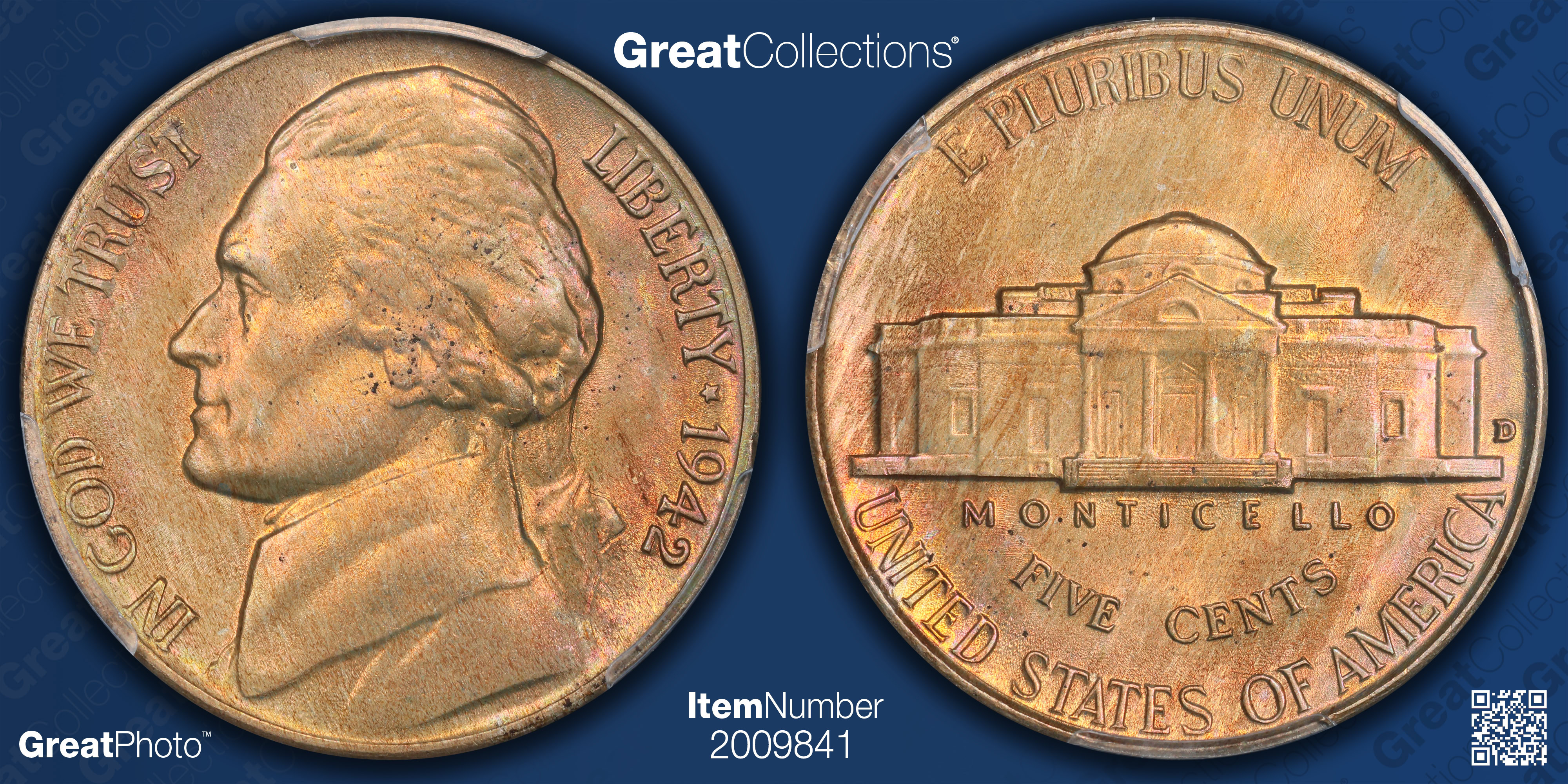 1942-D Jefferson Nickel Type 1 PCGS MS-66 (Toned) (Item 2009841 ...
