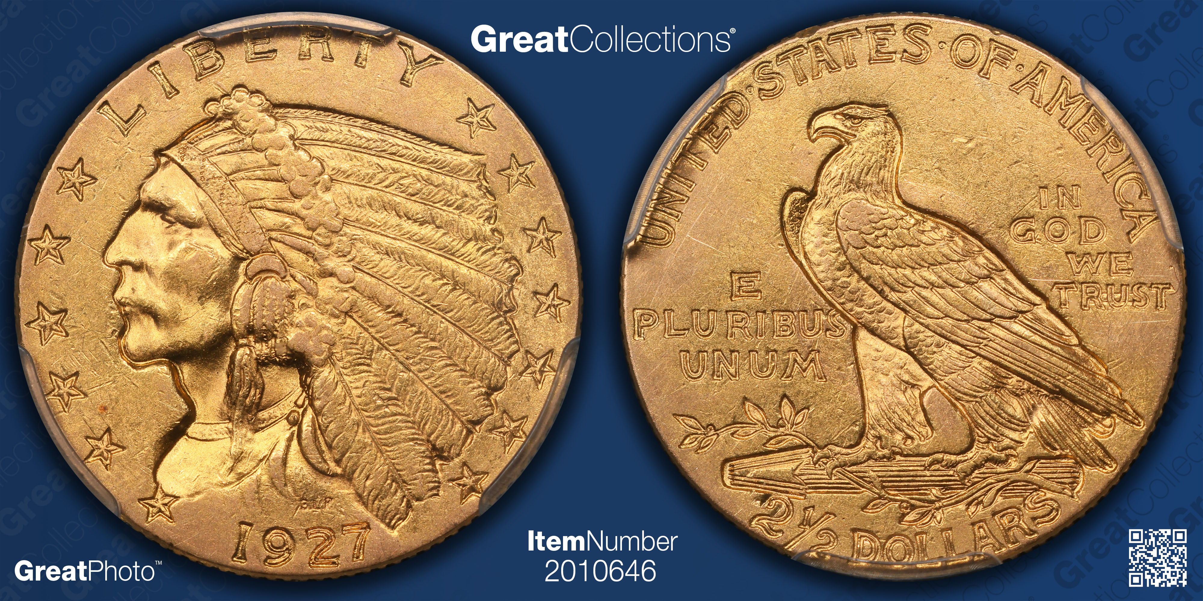 1927 Indian Gold Quarter Eagle PCGS AU-58 (Item 2010646 ...