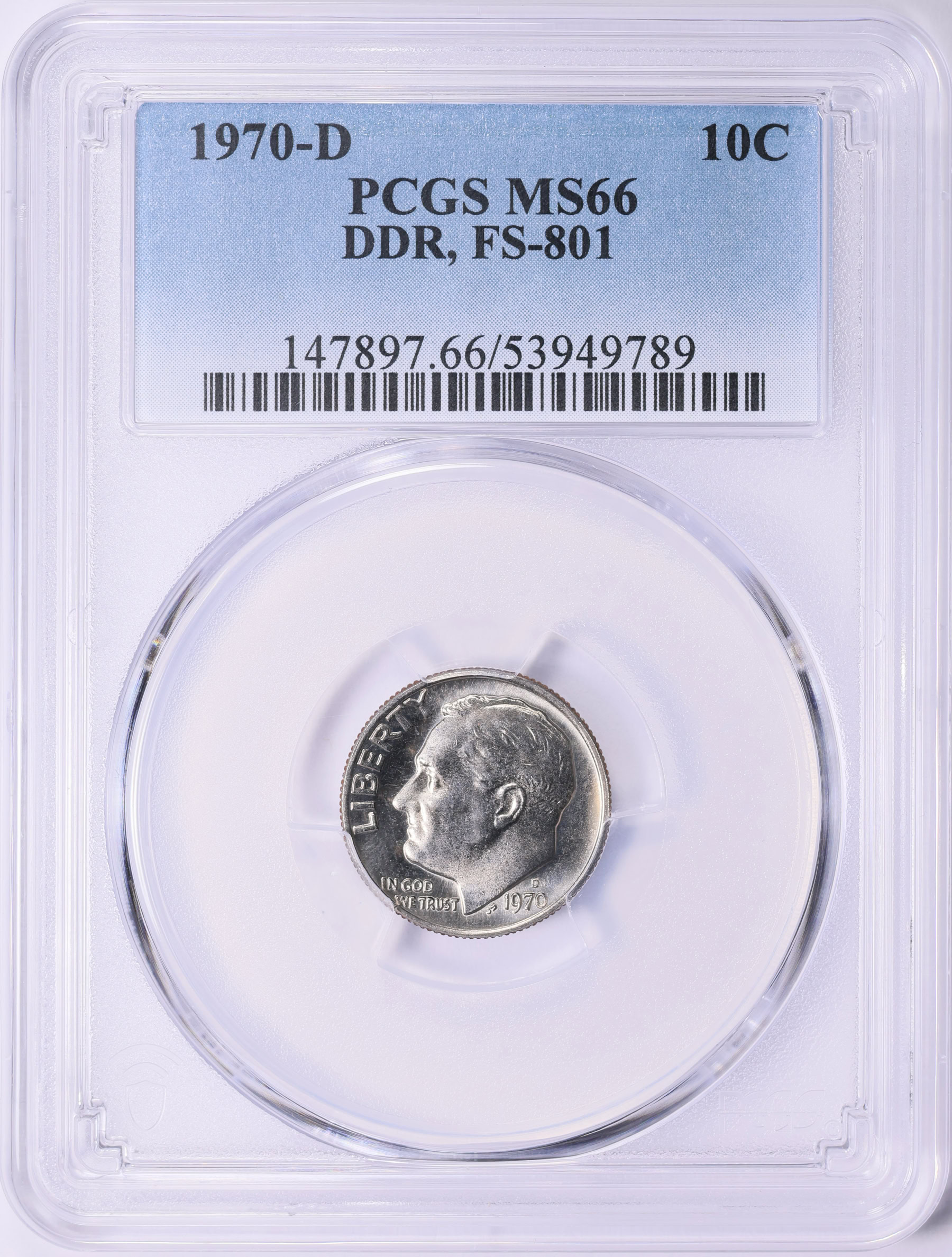 1970-D Roosevelt Dime Doubled Die Reverse FS-801 PCGS MS-66 (Item ...