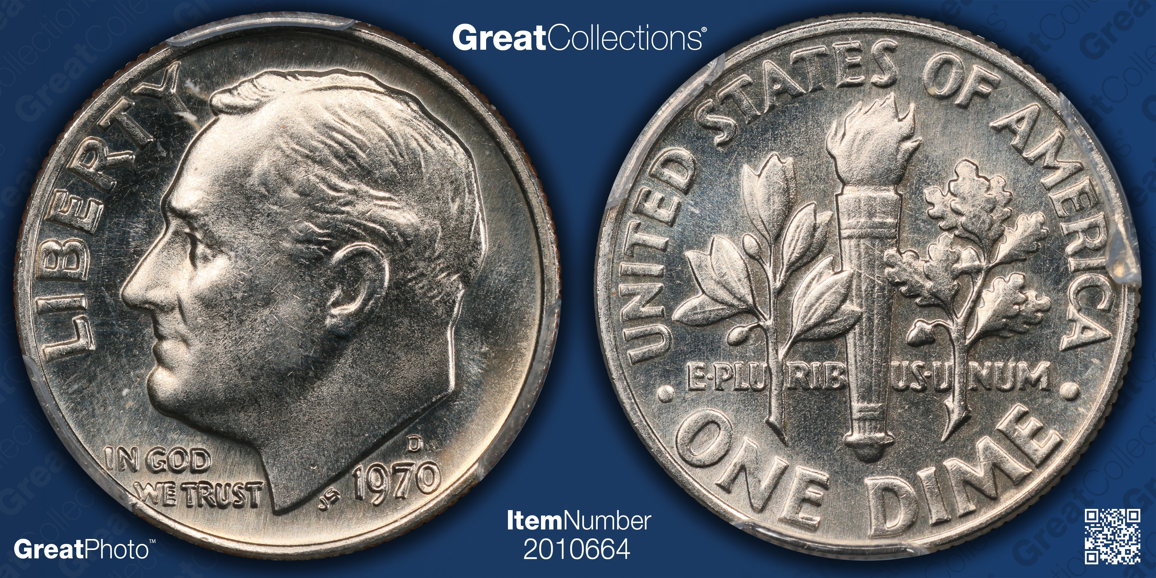 1970-D Roosevelt Dime Doubled Die Reverse FS-801 PCGS MS-66 (Item ...