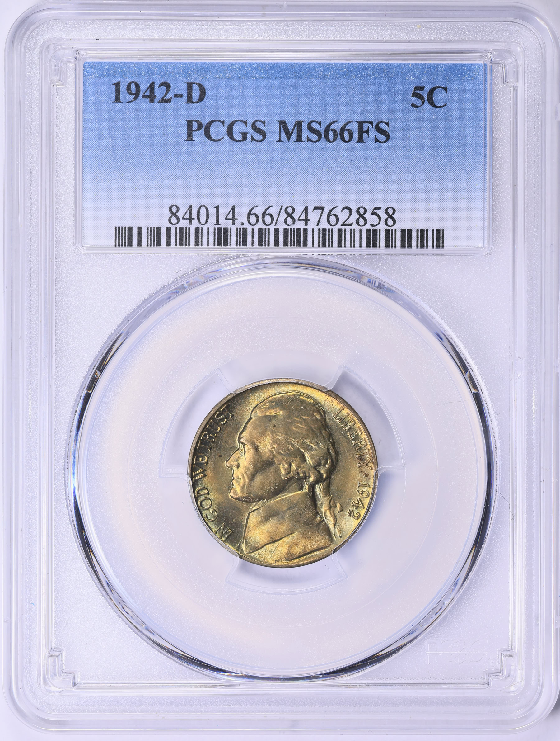 1942-D Jefferson Nickel Type 1 PCGS MS-66 FS (Toned) (Item 2010728 ...