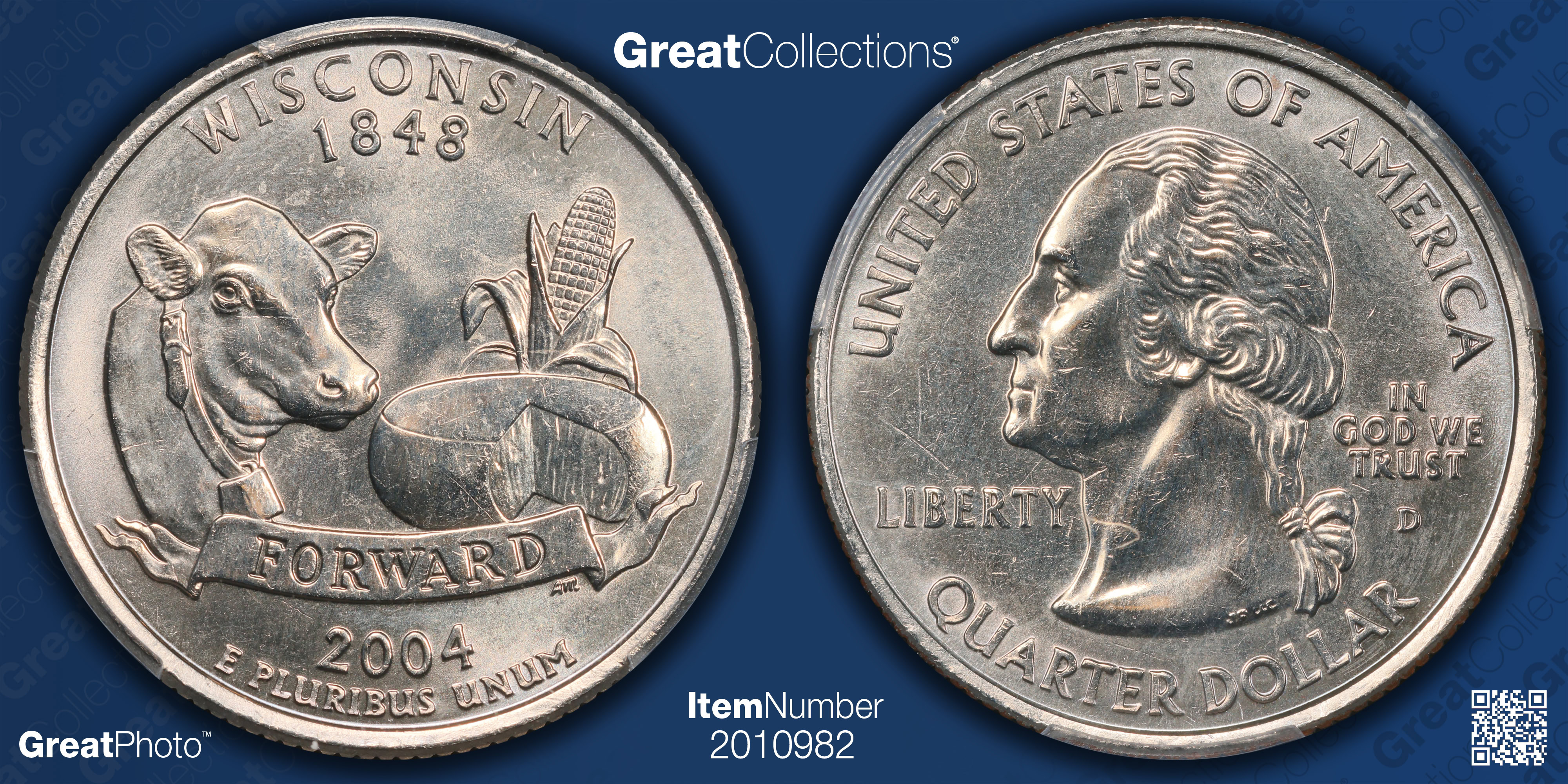 2004-D State Quarter Wisconsin Extra Leaf Low PCGS Genuine Unc Details ...