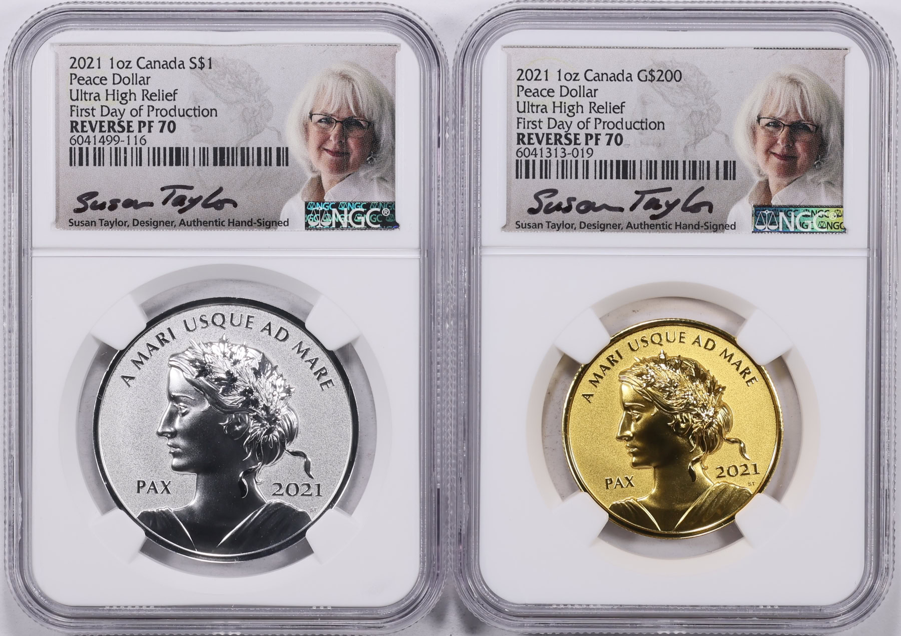 Canada 2021 Gold $200 & Silver Dollar Peace Dollar Ultra High Relief ...