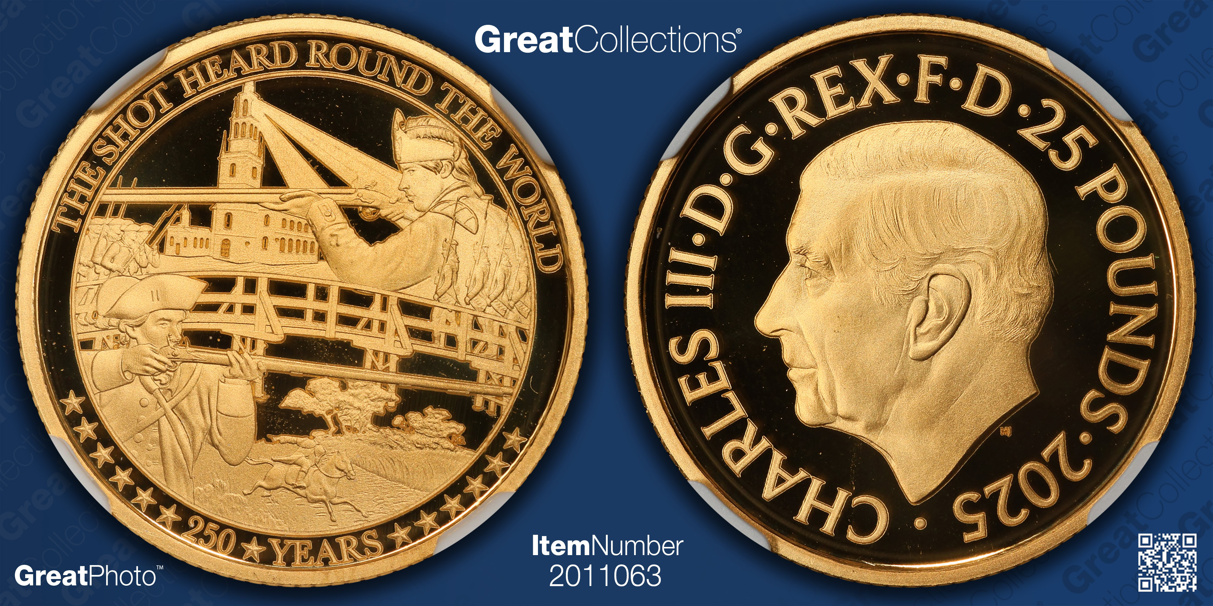 Great Britain 2025 Gold £25 Battles of Lexington and Concord 250th ...