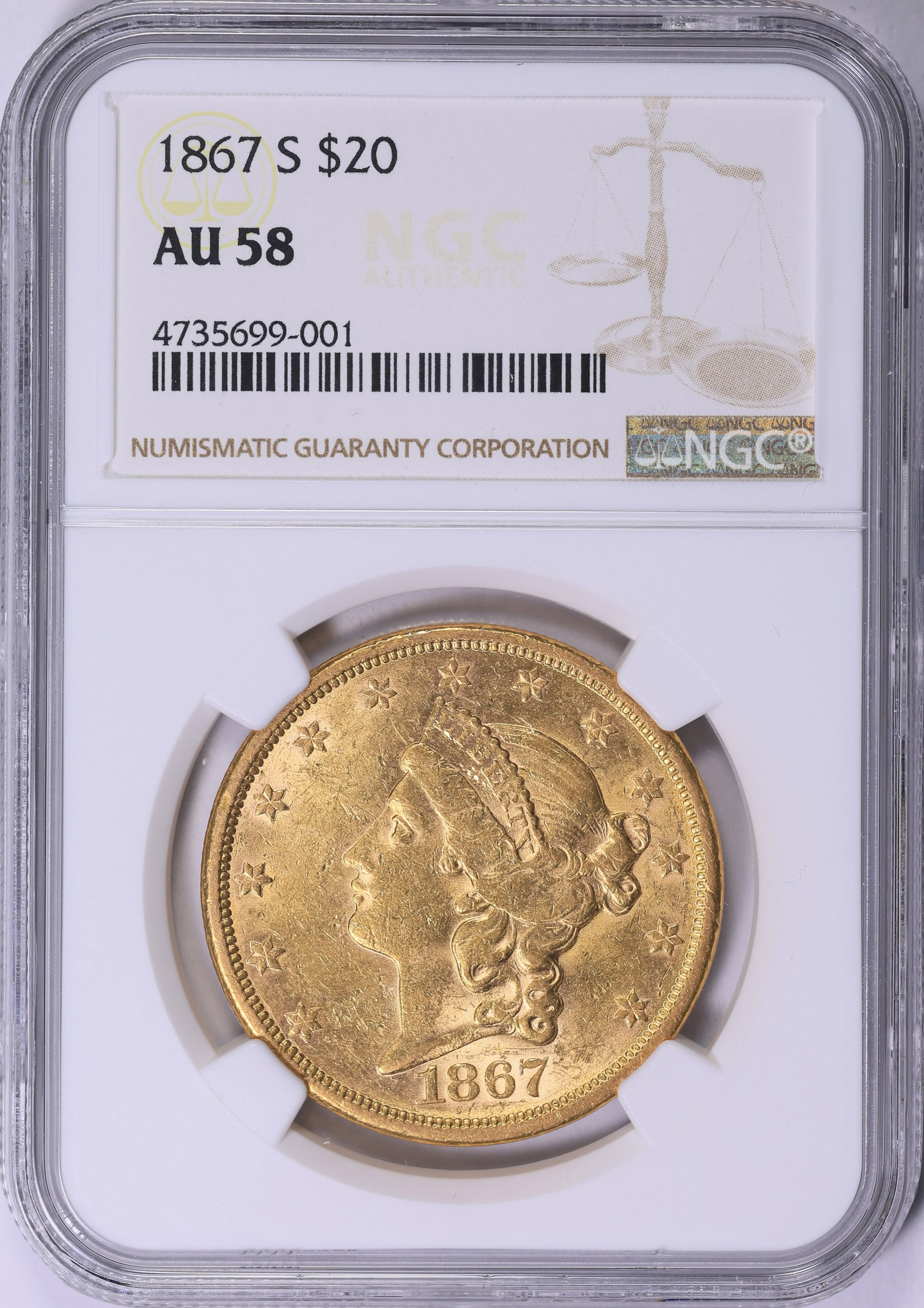 1867-S Liberty Gold Double Eagle NGC AU-58 (Item 2011157 ...