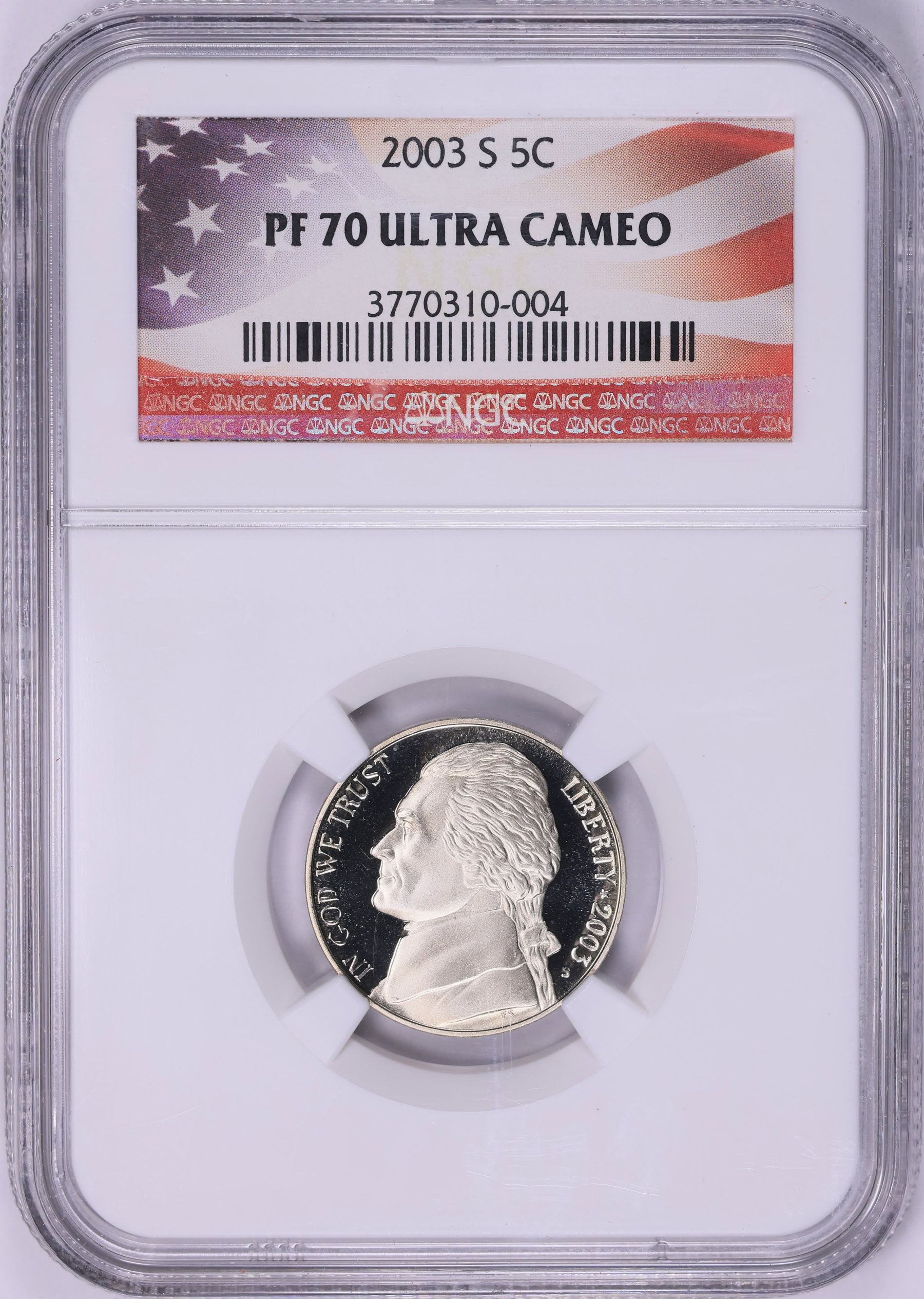 2003-S Jefferson Nickel NGC Proof-70 UC (Flag Label) (Item 2011185 ...