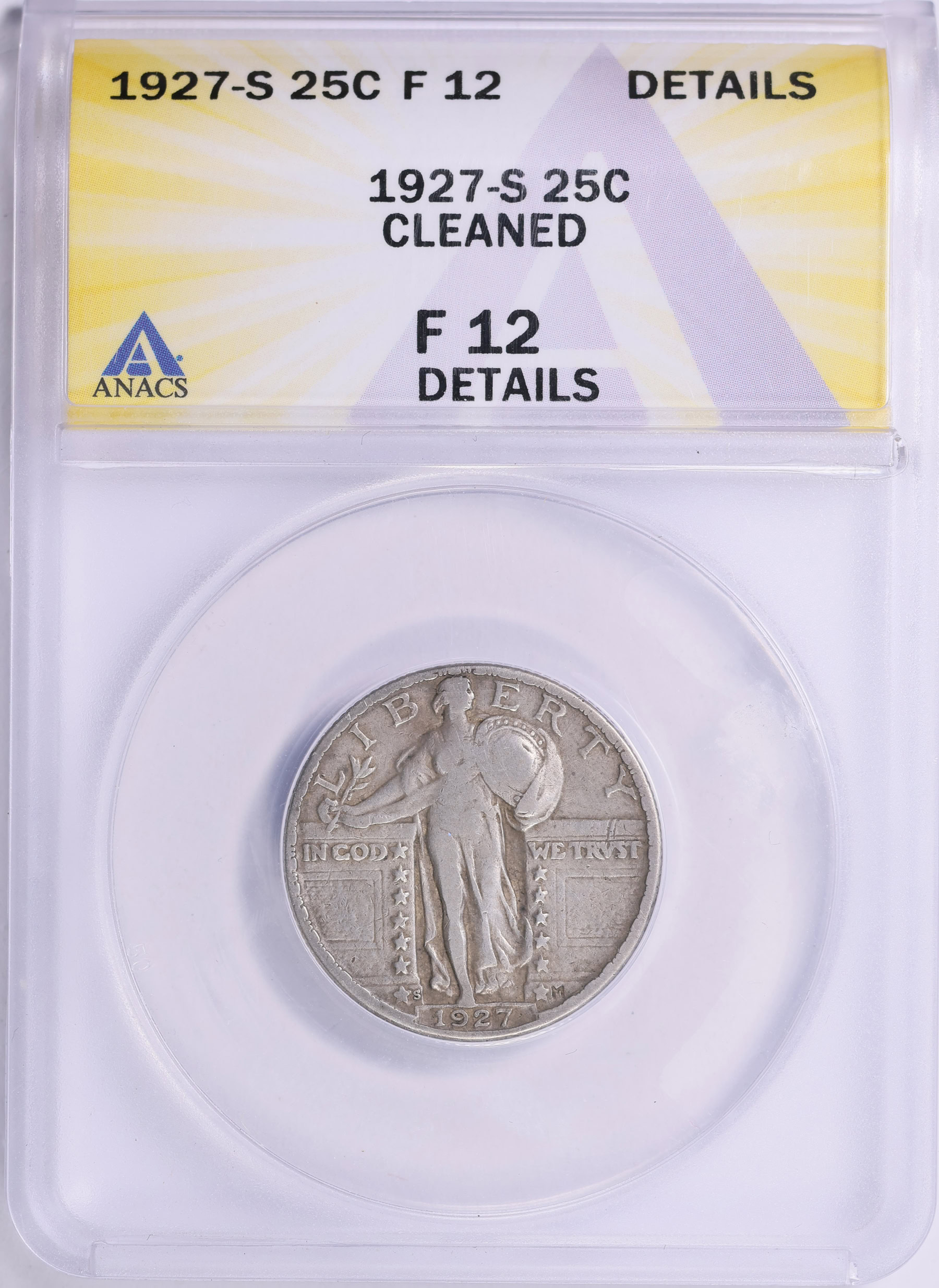 1927-S Standing Liberty Quarter ANACS F-12 Details (Item 2011453 ...