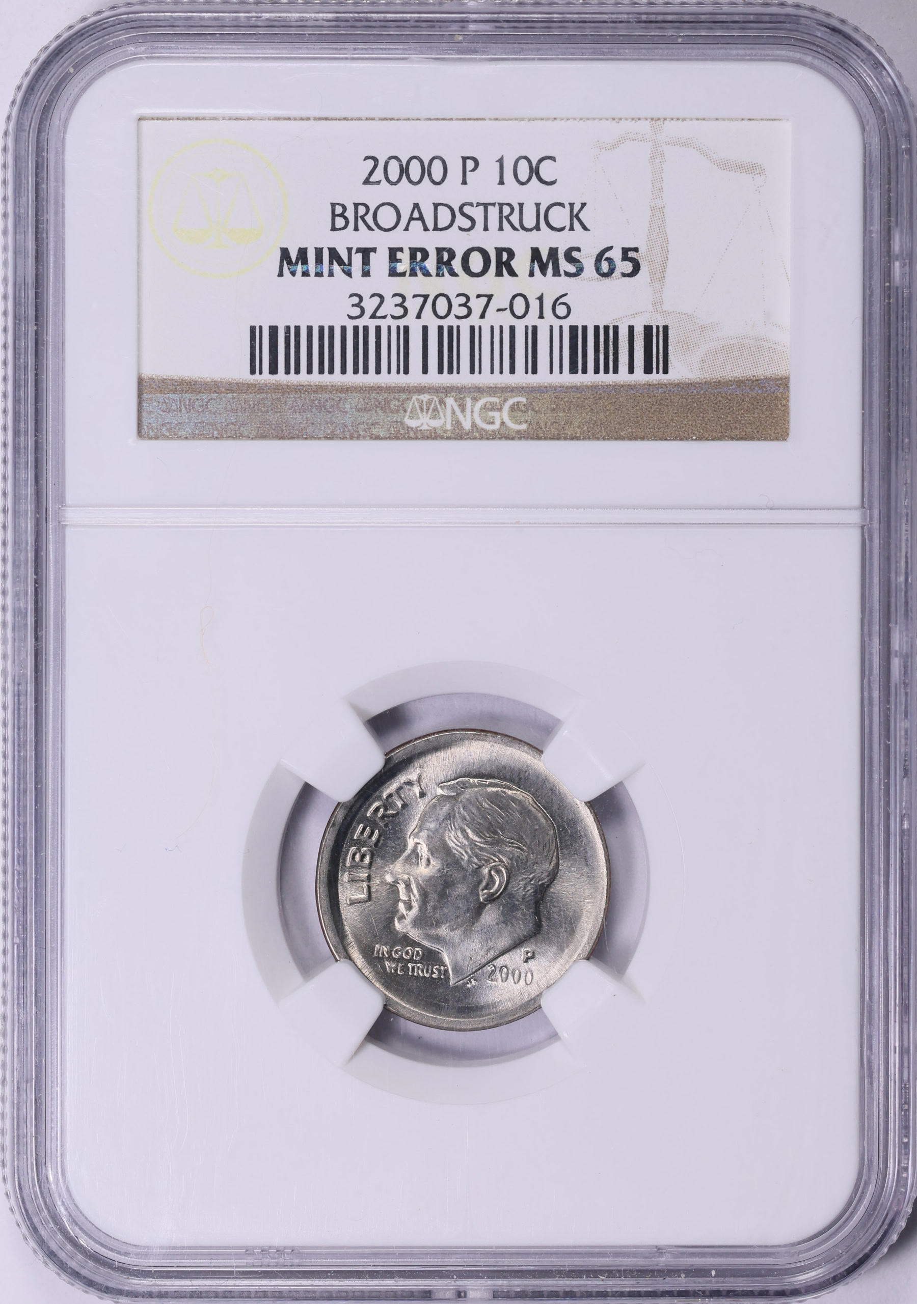 Mint Error 2000-P Roosevelt Dime Broadstruck NGC MS-65 | NGC Cert ...