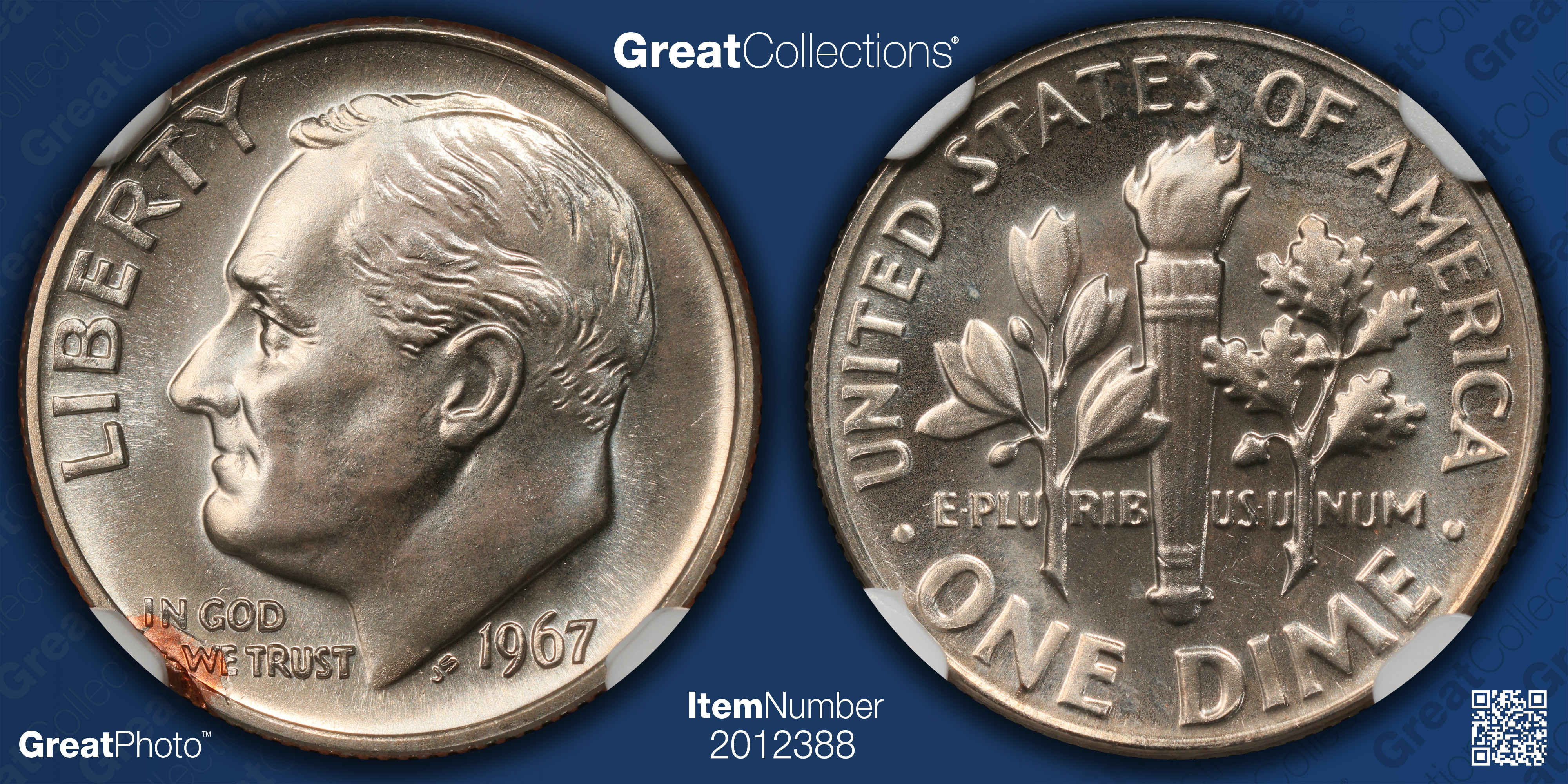 Mint Error 1967 Roosevelt Dime SMS Obverse Rim Burr NGC MS-67 (Bill ...