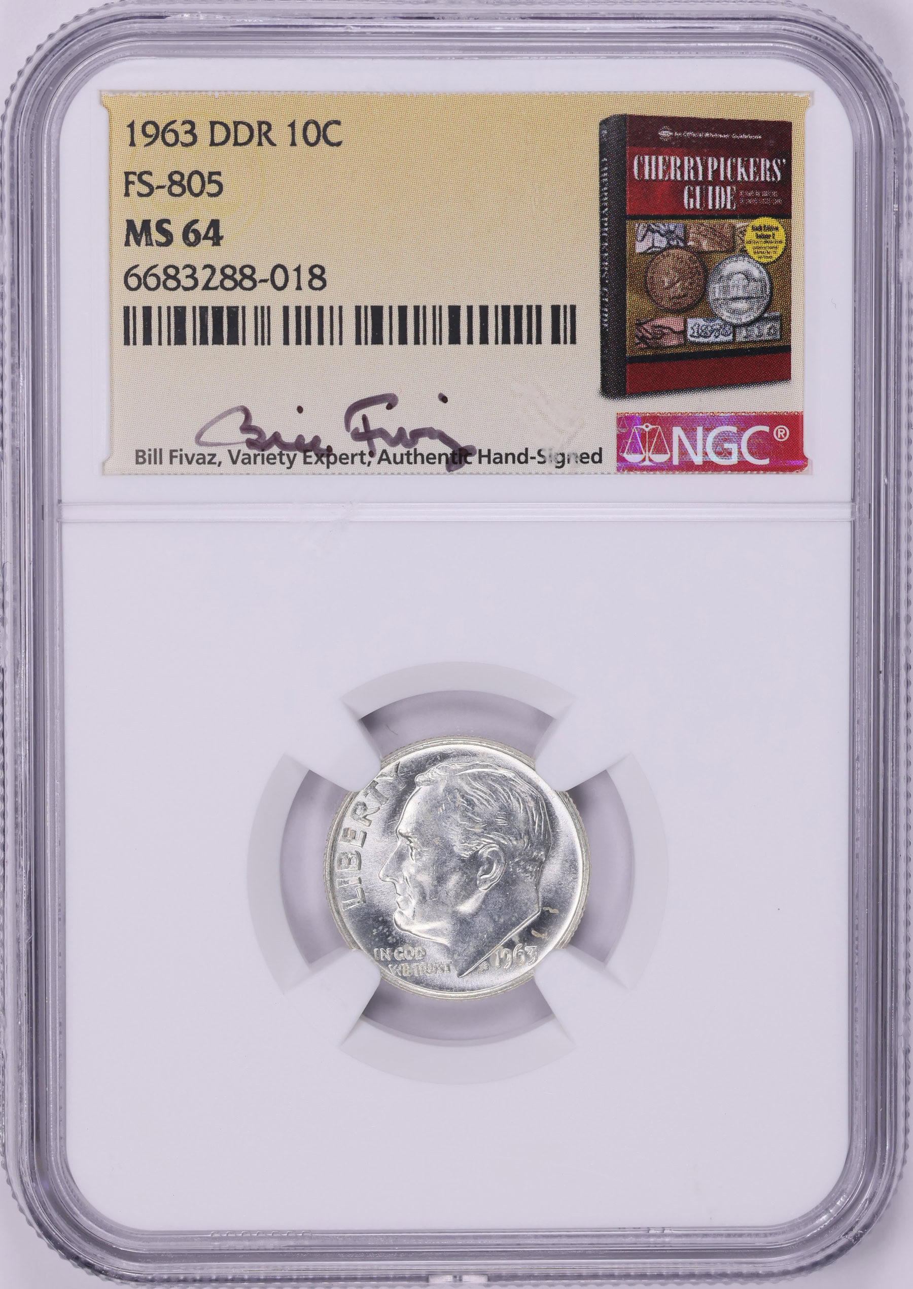 1963 Roosevelt Dime Doubled Die Reverse FS-805 NGC MS-64 (Bill Fivaz ...
