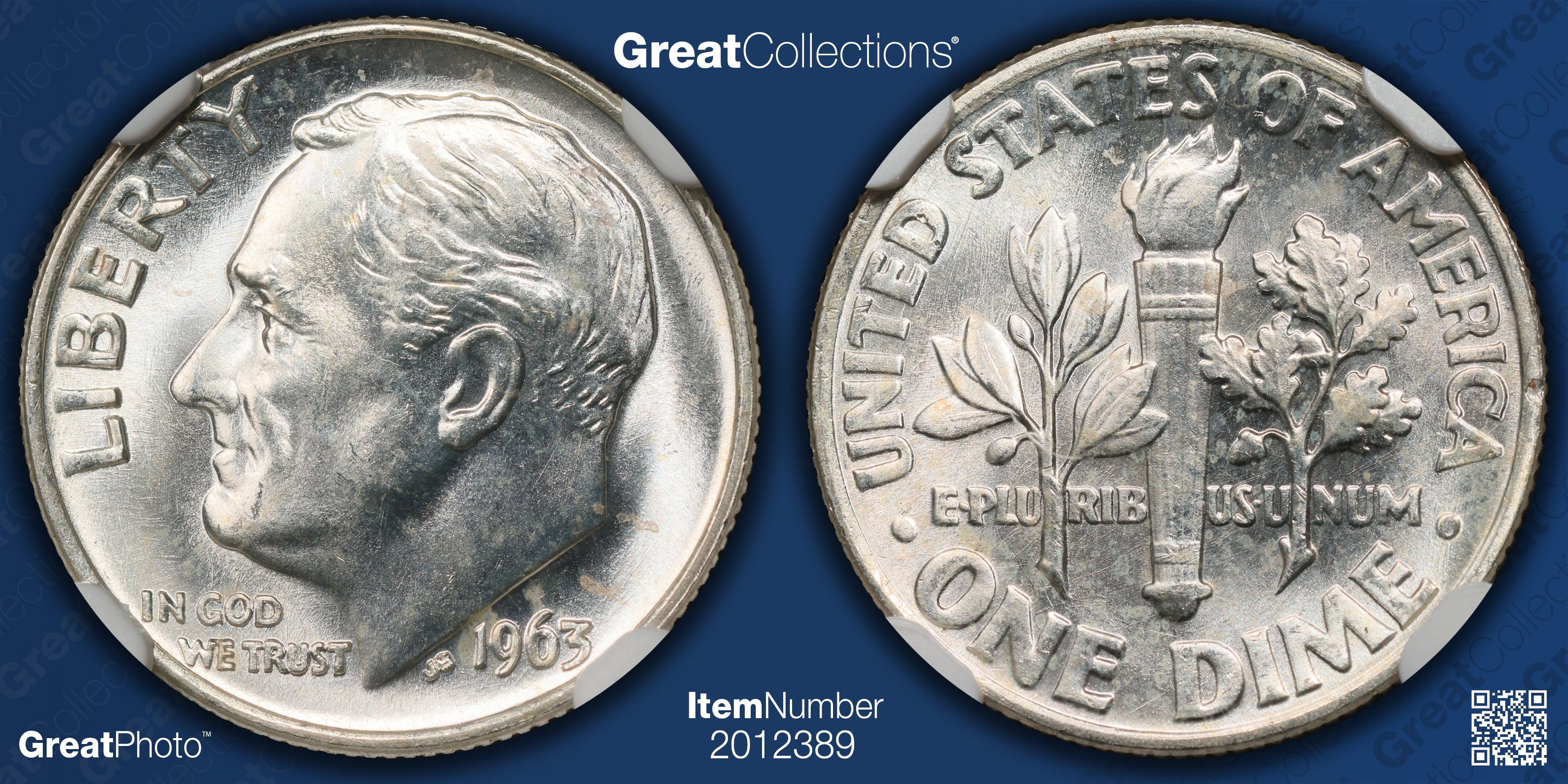 1963 Roosevelt Dime Doubled Die Reverse FS-805 NGC MS-64 (Bill Fivaz ...