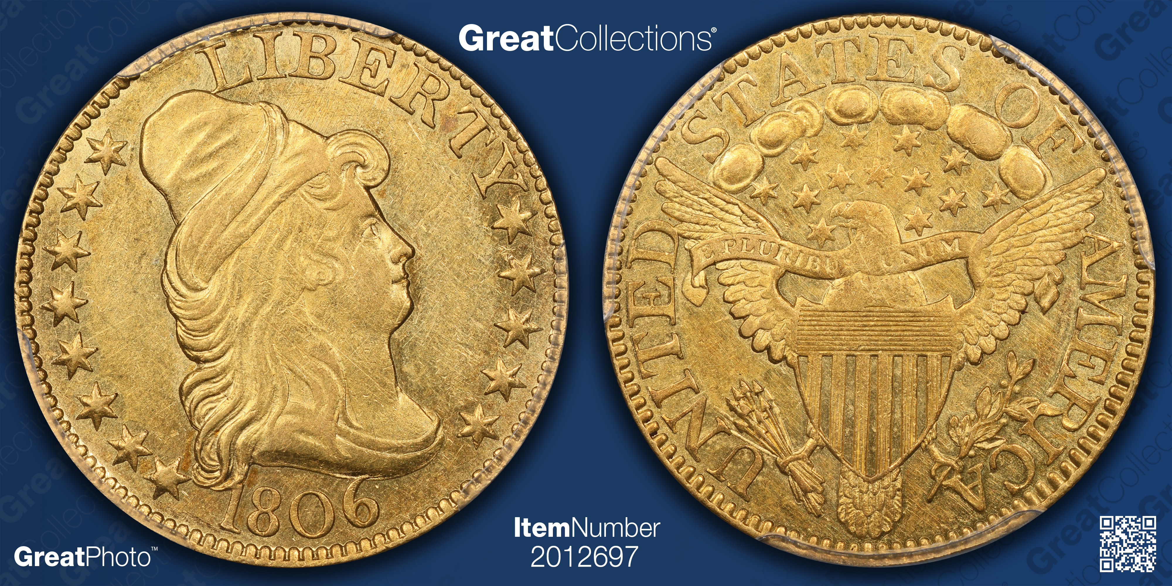 1806 Capped Bust Right Gold Half Eagle Pointed 6 BD-3 PCGS AU-58 (Gold ...