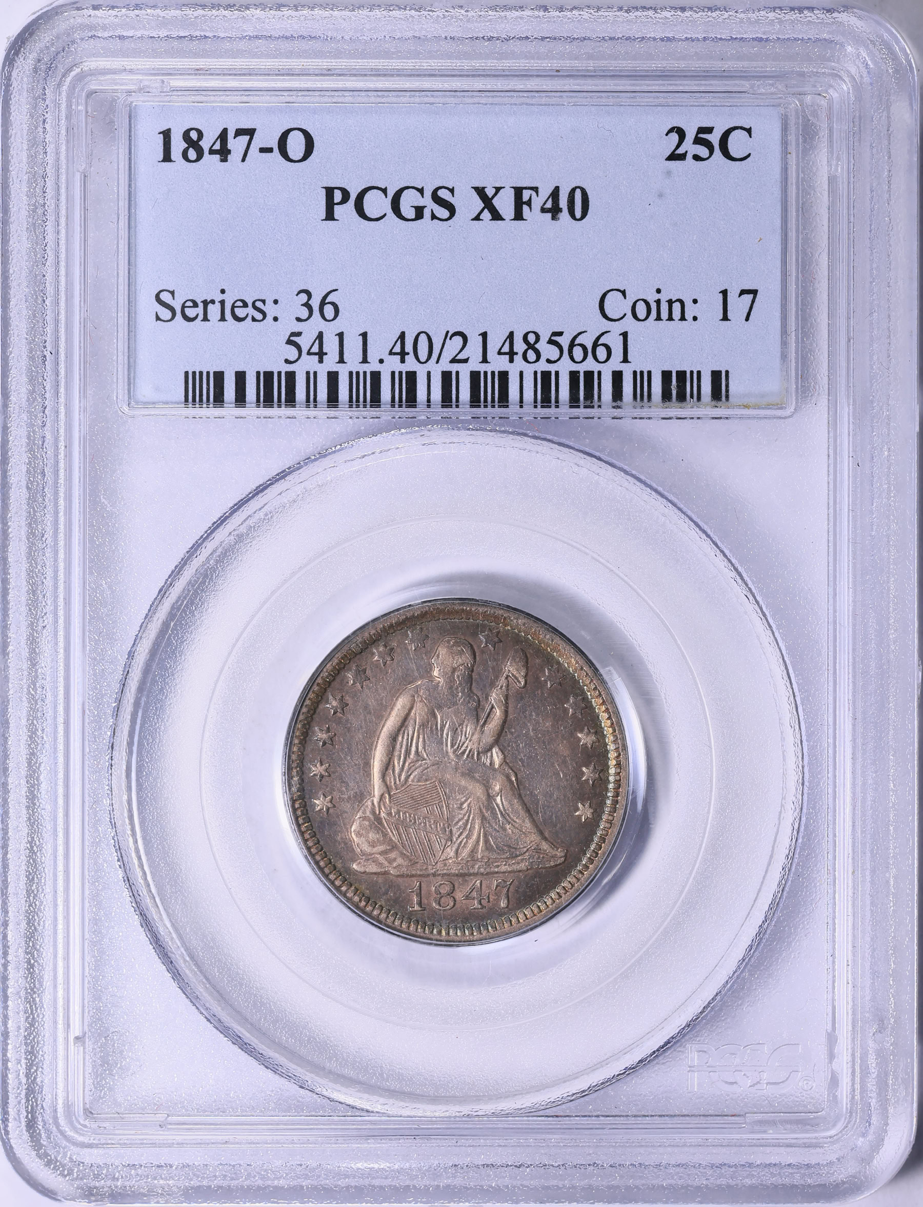 1847-O Seated Liberty Quarter PCGS XF-40 (Toned) (Item 2012833 ...