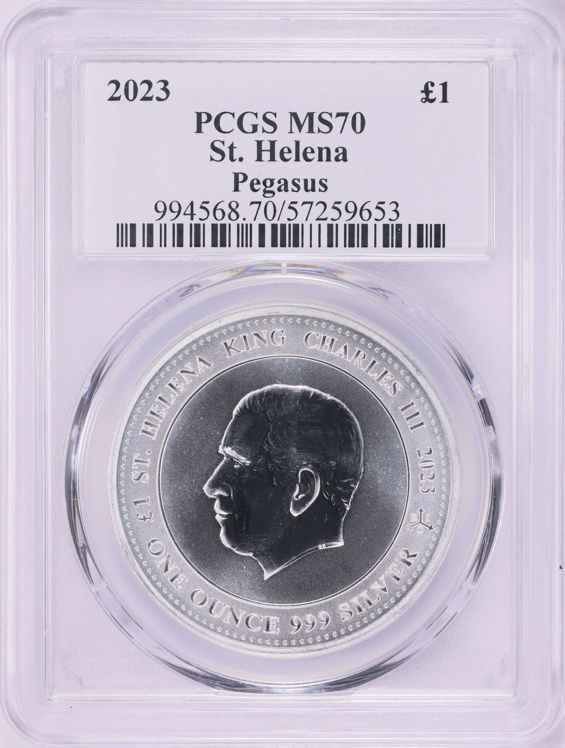 St. Helena 2023 Silver £1 Pegasus PCGS MS-70 (Ultra Breaks Label) (ASW ...